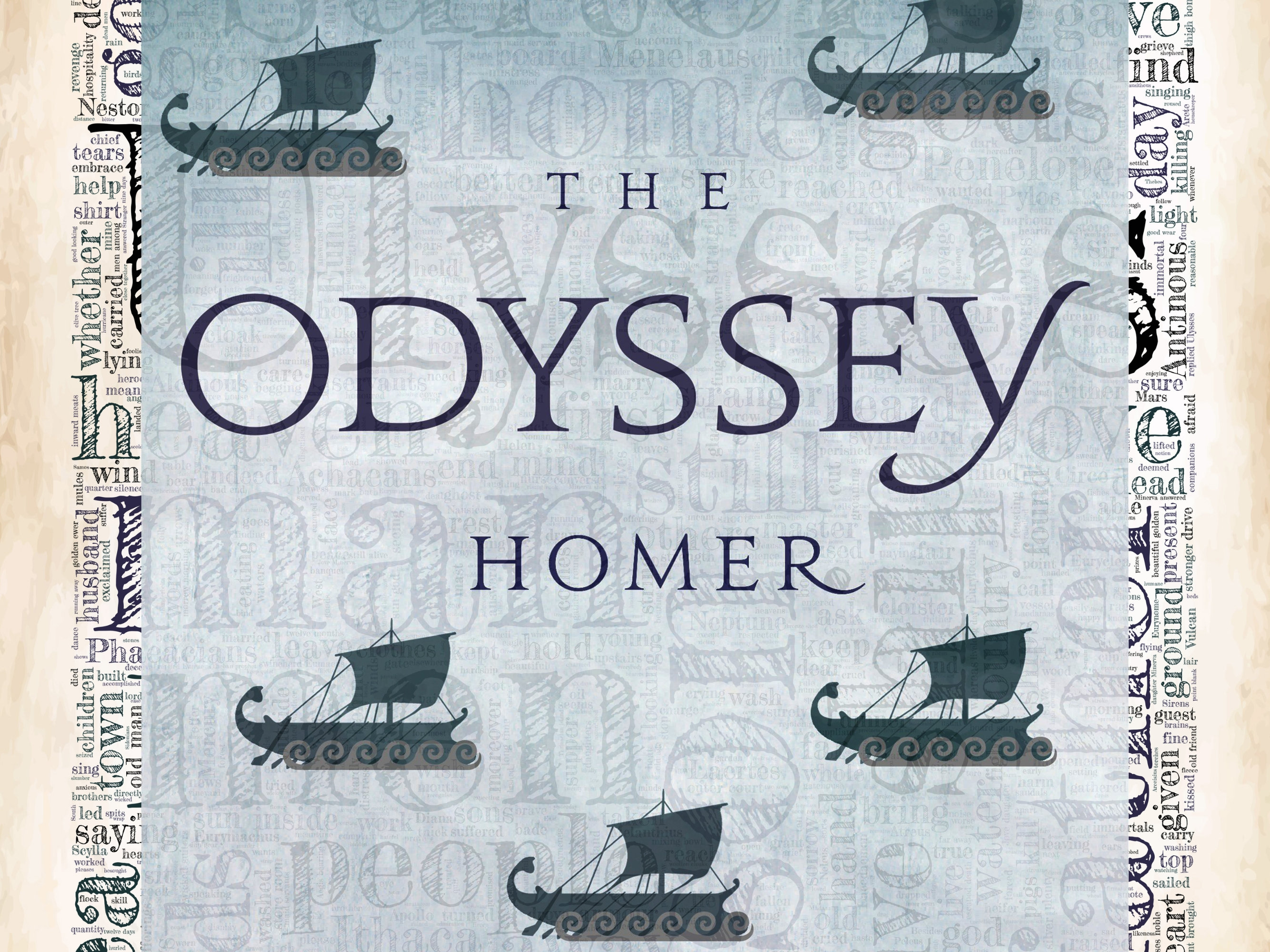 The Odyssey Book Cover Art With 2000 Words of the Book, Homer Set of 2 ...
