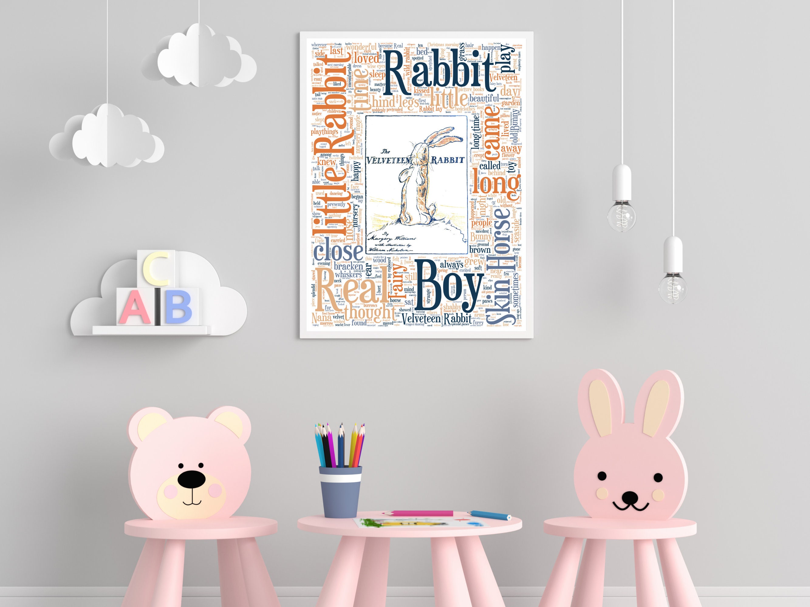 The Velveteen Rabbit Word Art Printable Rabbit Nursery Wall - Etsy