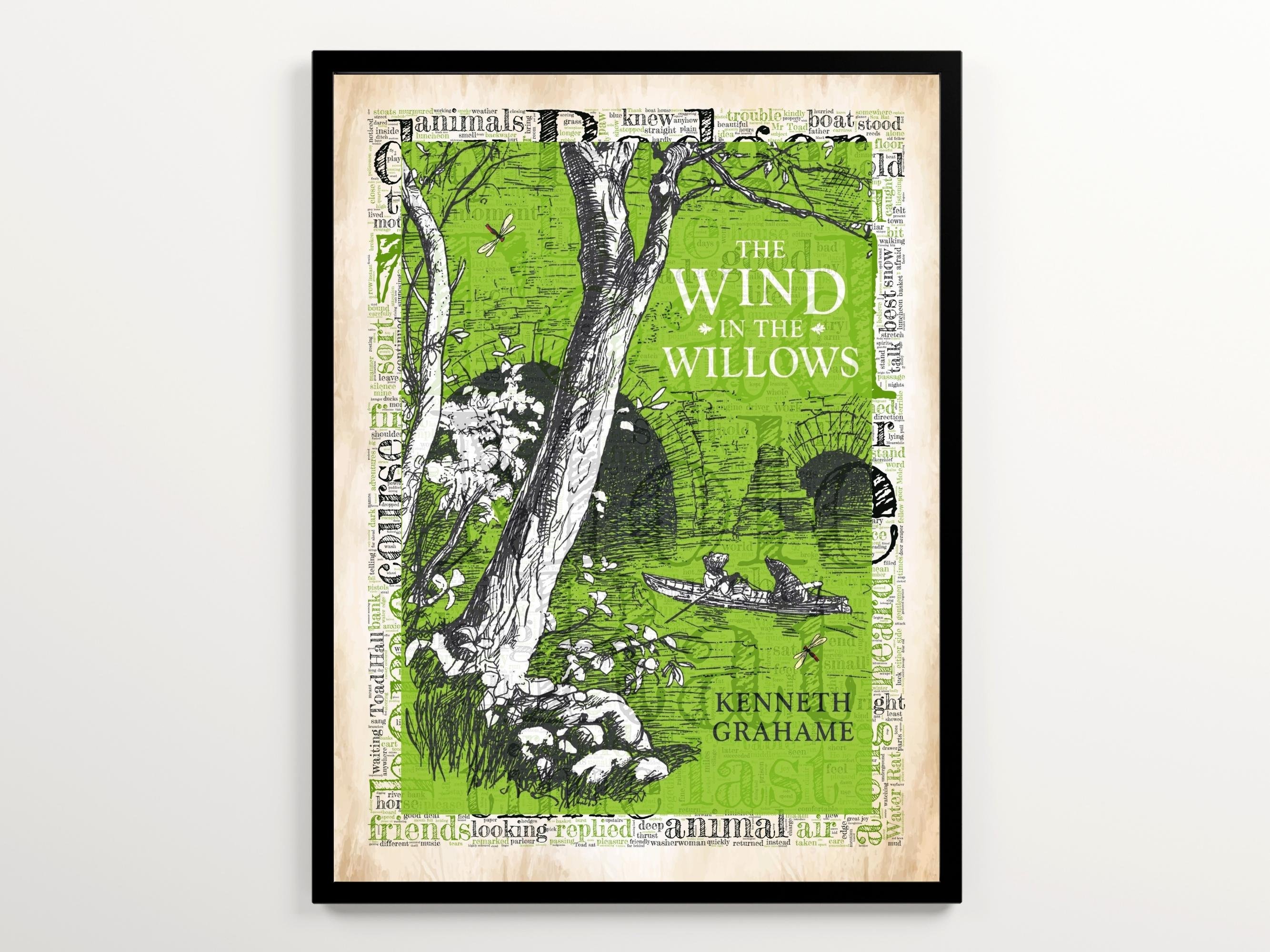 The Wind in the Willows Book Cover on a Vintage Word Cloud Featuring ...