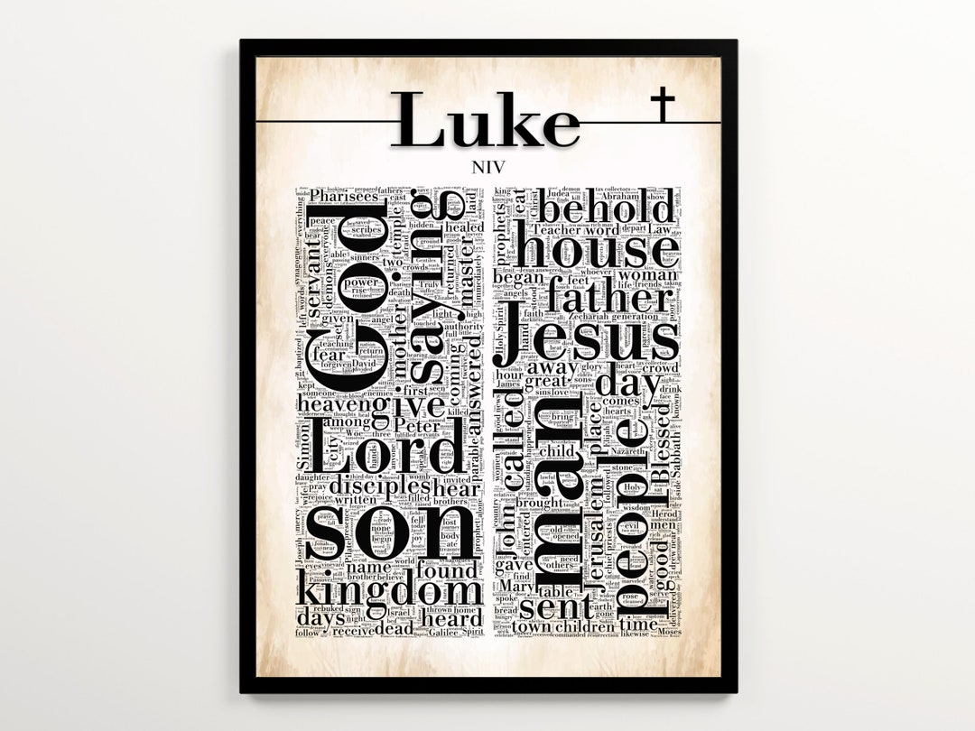 Gospel of Luke Word Cloud Featuring 2000 Words of the Book, Bible Study ...