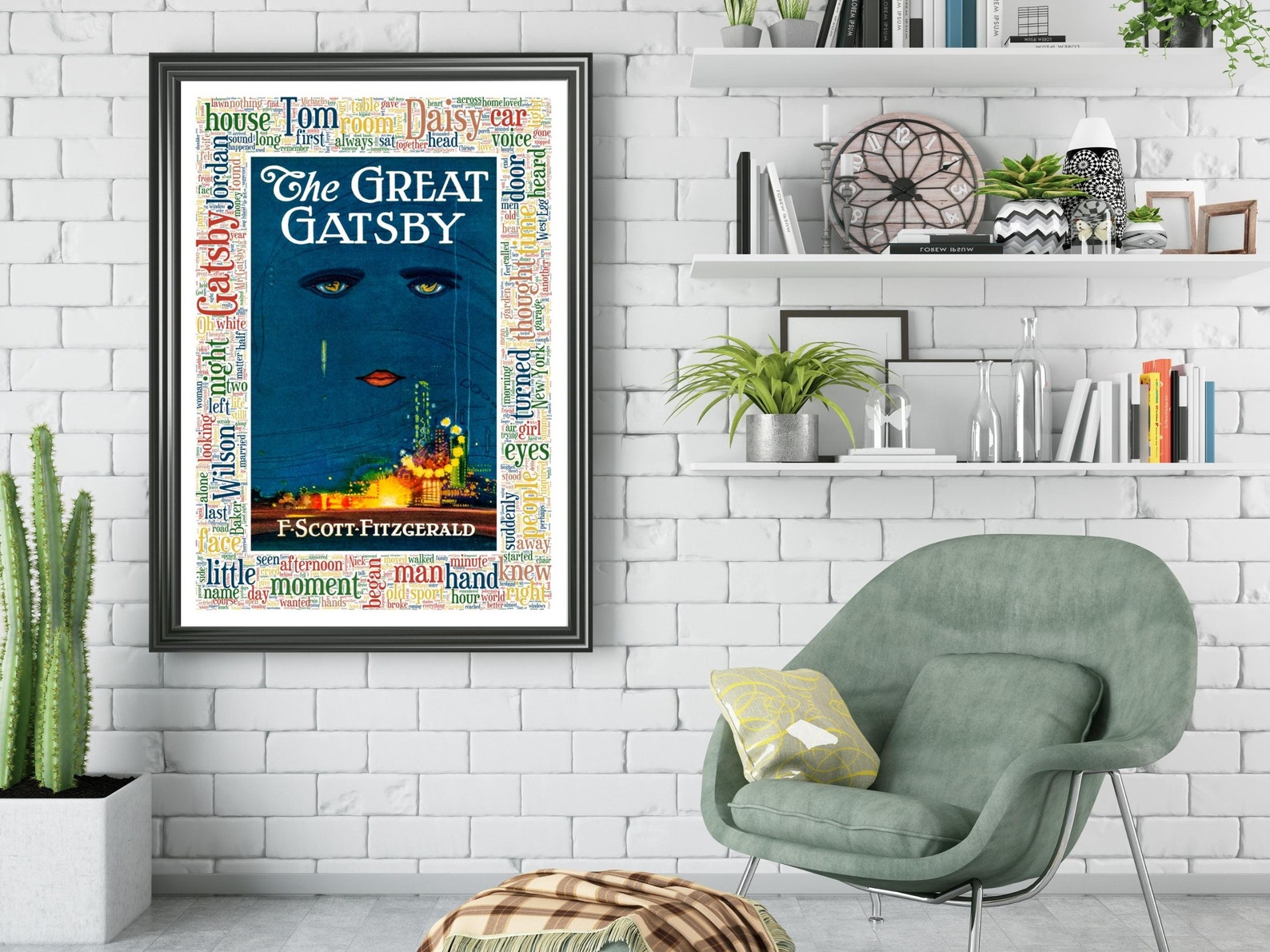 The Great Gatsby Book Cover Art Printable, American Novel Poster ...