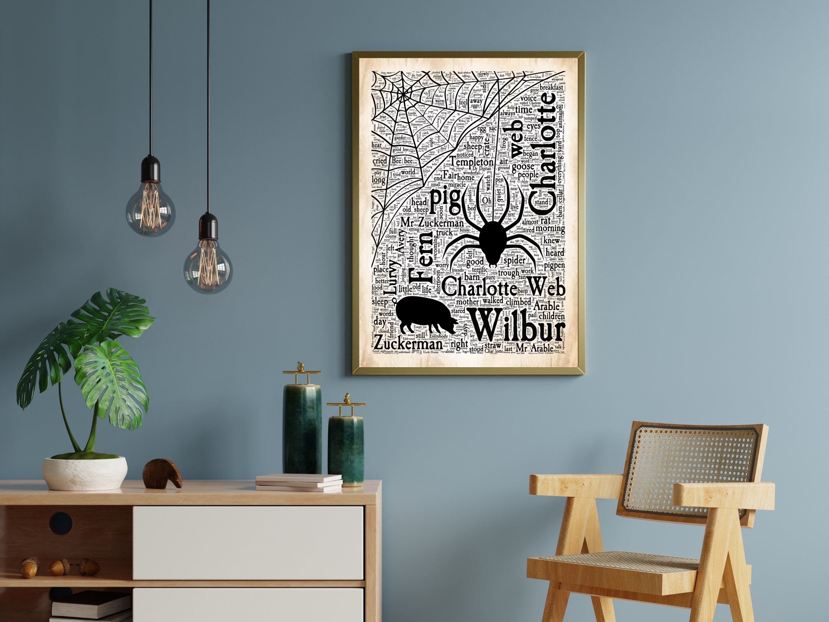 E. B. White's Charlotte's Web Vintage Word Cloud Featuring 2000 Words ...