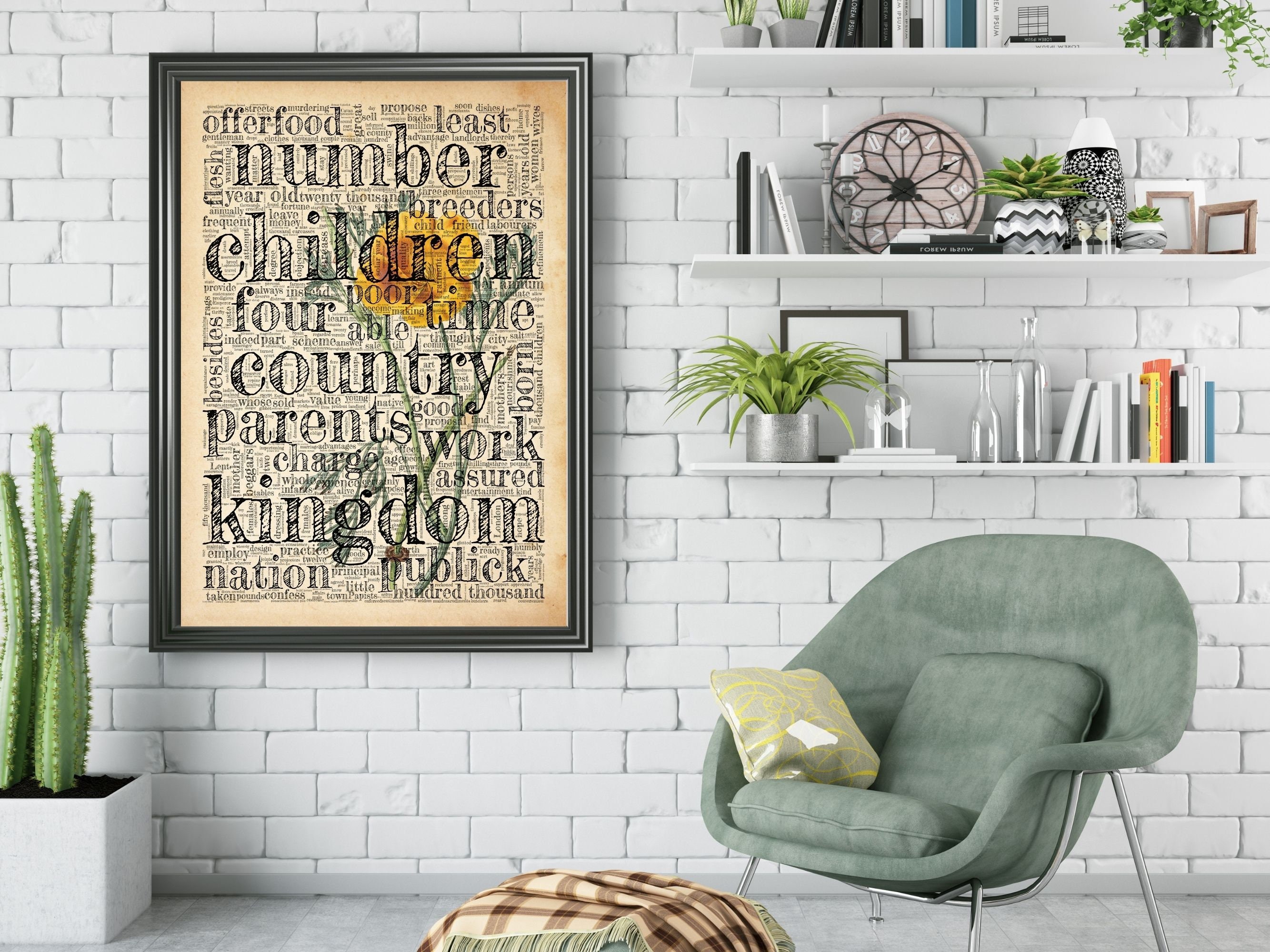 Jonathan Swift's A Modest Proposal Vintage Word Cloud Featuring 2000 ...