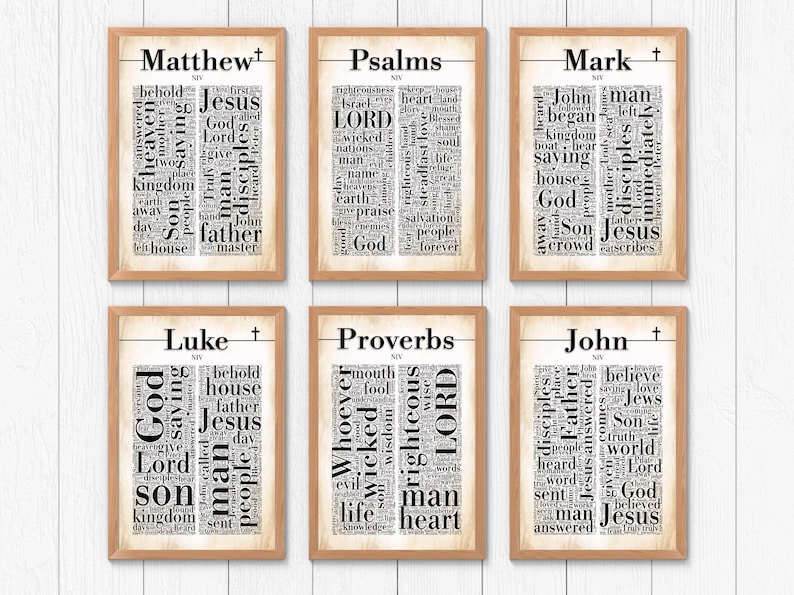 Bible Word Art for Your Favorite Books of the Bible, 6 Printable Word ...