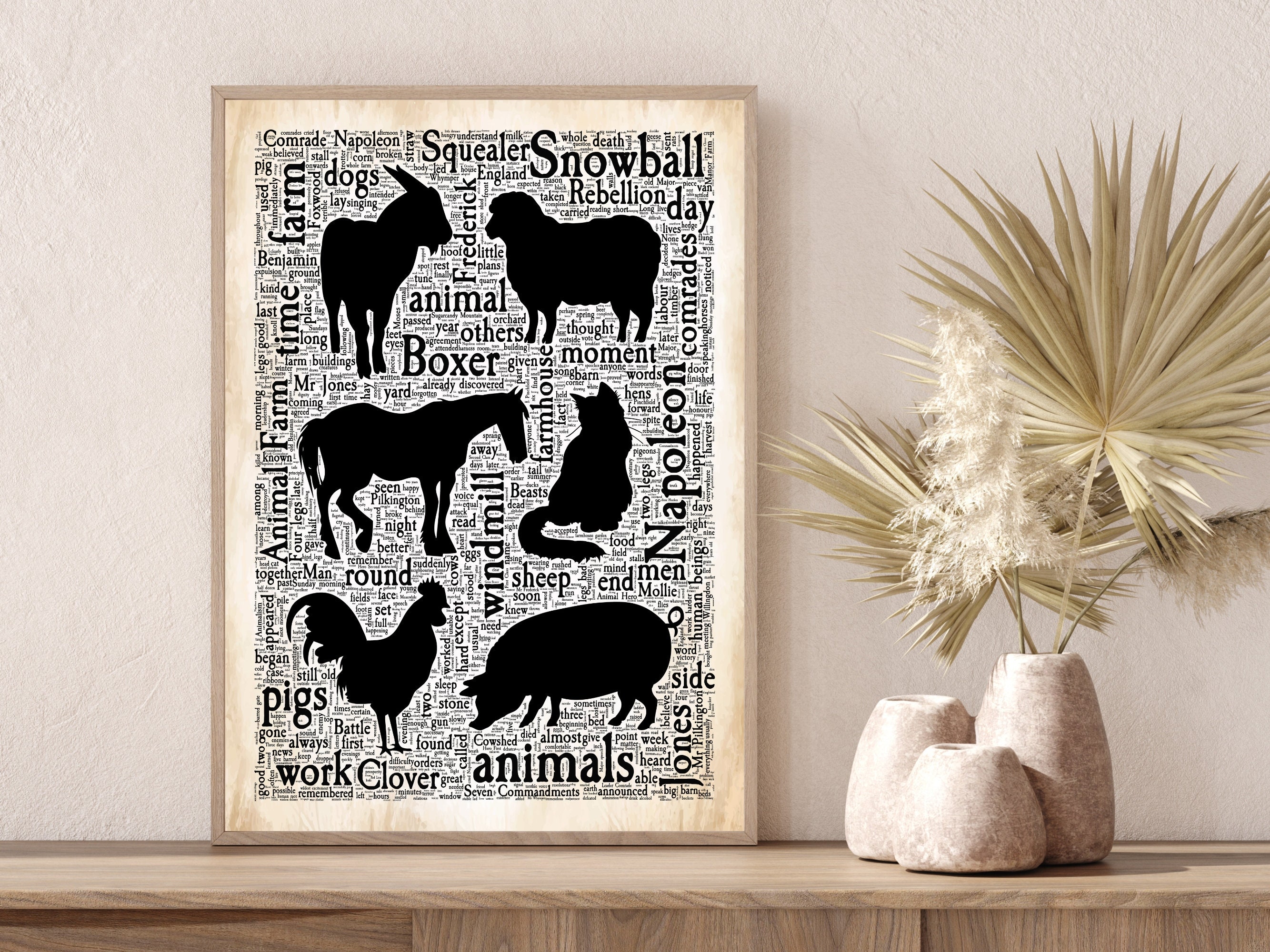 George Orwell Animal Farm Vintage Word Cloud Featuring 2000 Words of ...