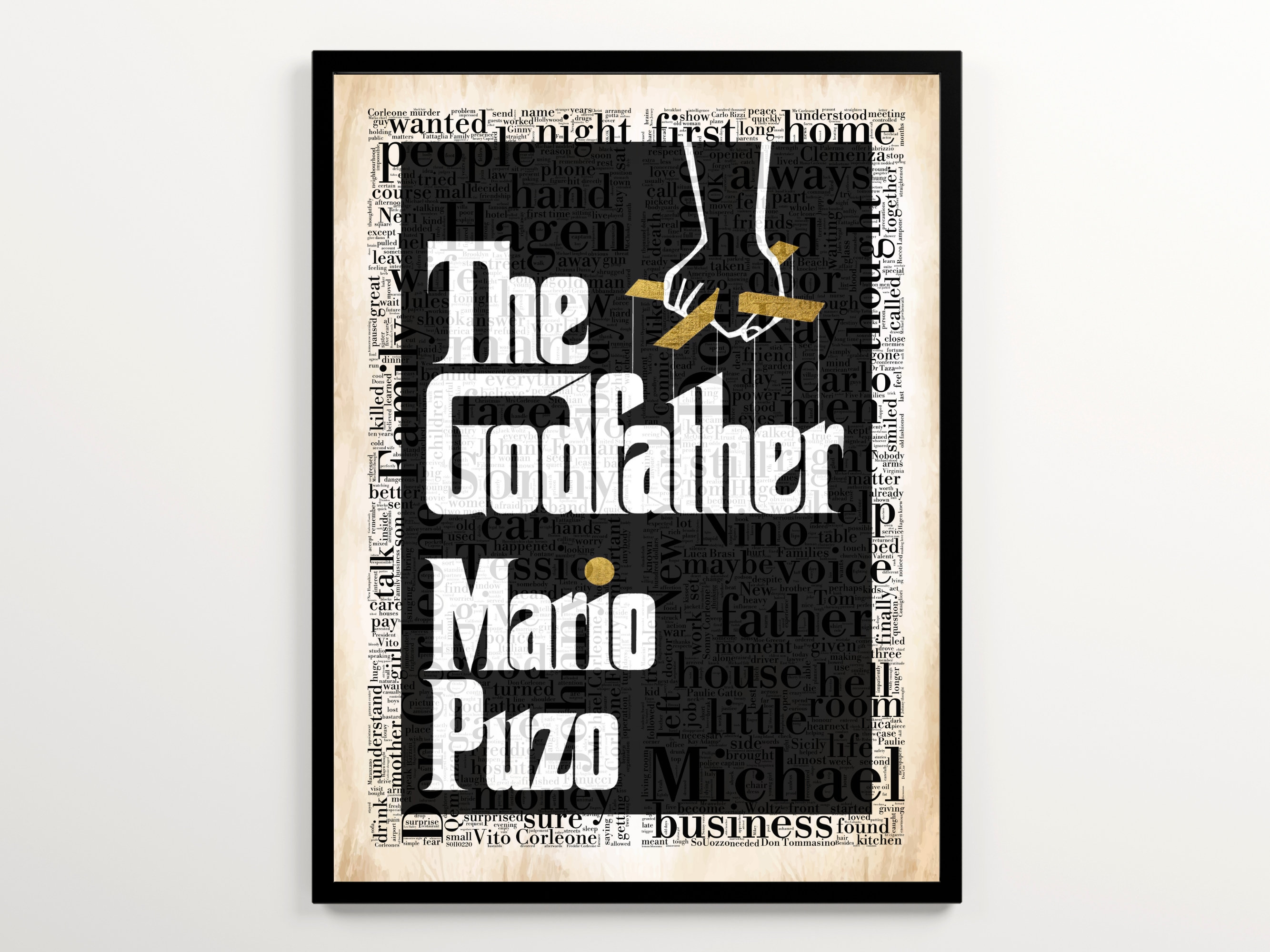 The Godfather First Edition Cover Art Featuring 2000 Words of the Book ...