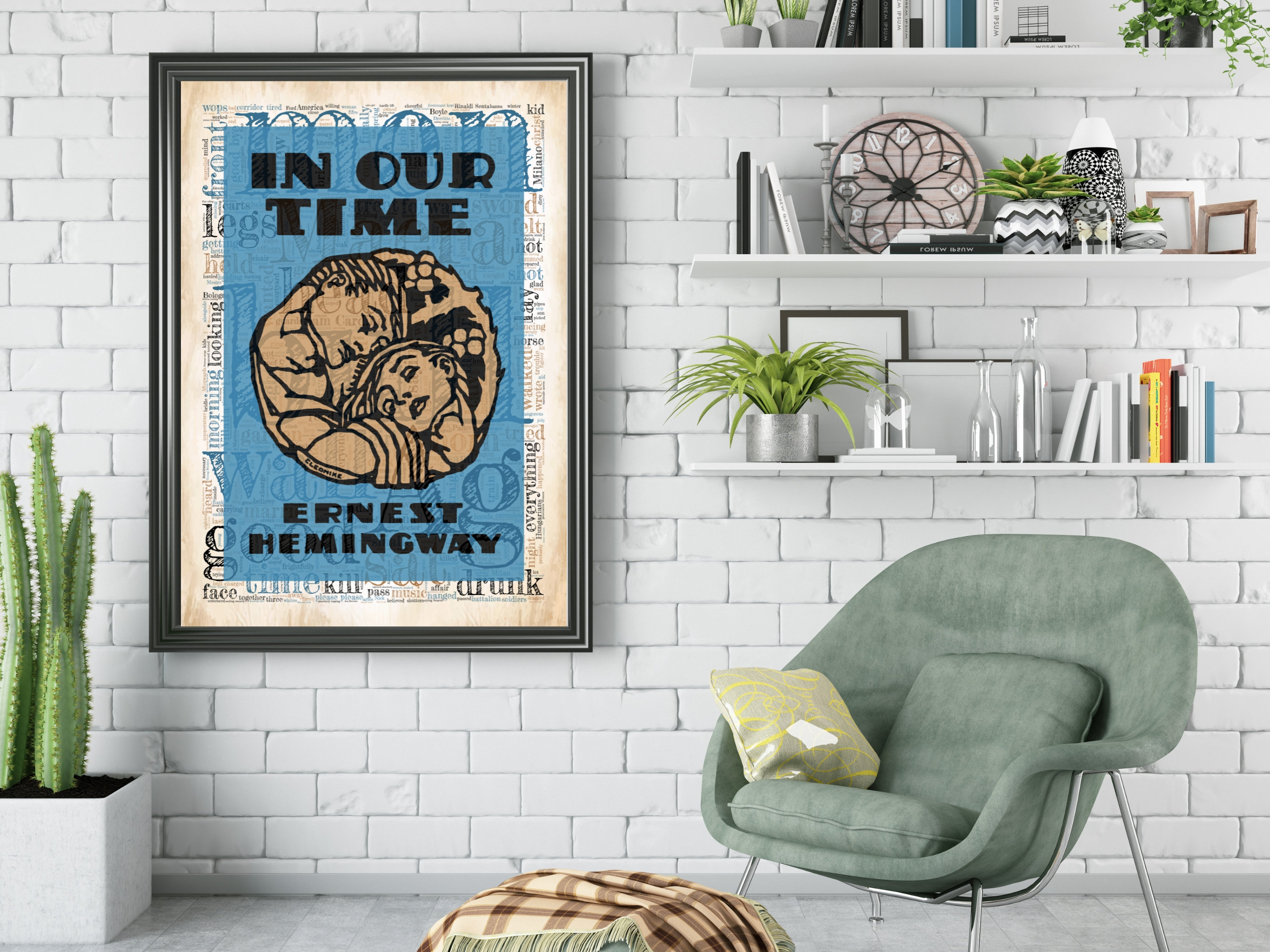 Ernest Hemingway in Our Time Book Cover Art With 2000 Words of the Book ...