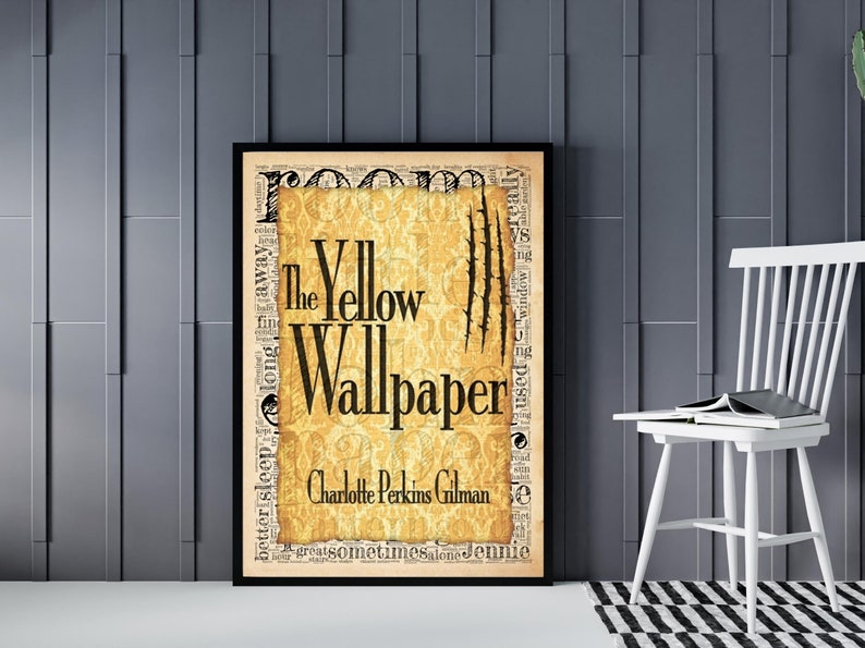The Yellow Wallpaper Book Cover on a Vintage Word Cloud, Charlotte ...