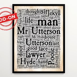 Mr Jekyll and Mr Hyde Book Cover Art on a Vintage Word Cloud Featuring ...