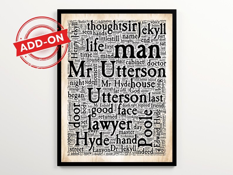 Mr Jekyll and Mr Hyde Book Cover Art on a Vintage Word Cloud Featuring ...