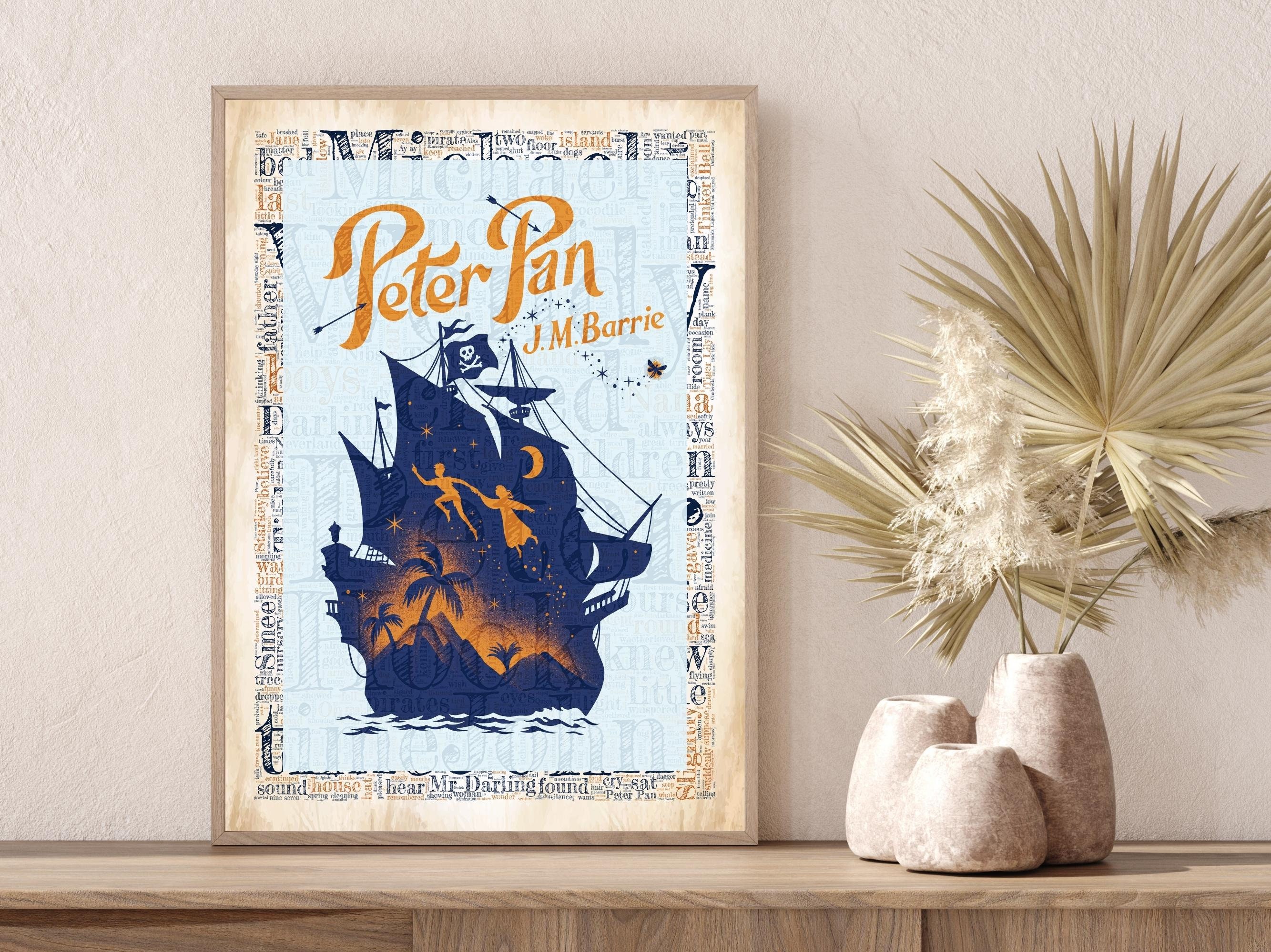 J M Barrie's Peter Pan Book Cover on Peter Pan Word Cloud, Children's ...