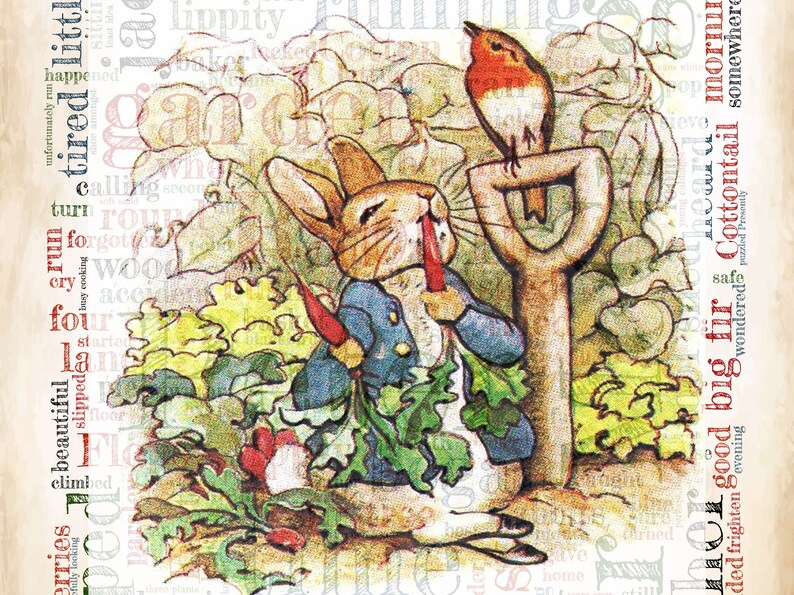 The Tale of Peter Rabbit Book Cover & Word Cloud Art Set of 2 - Etsy