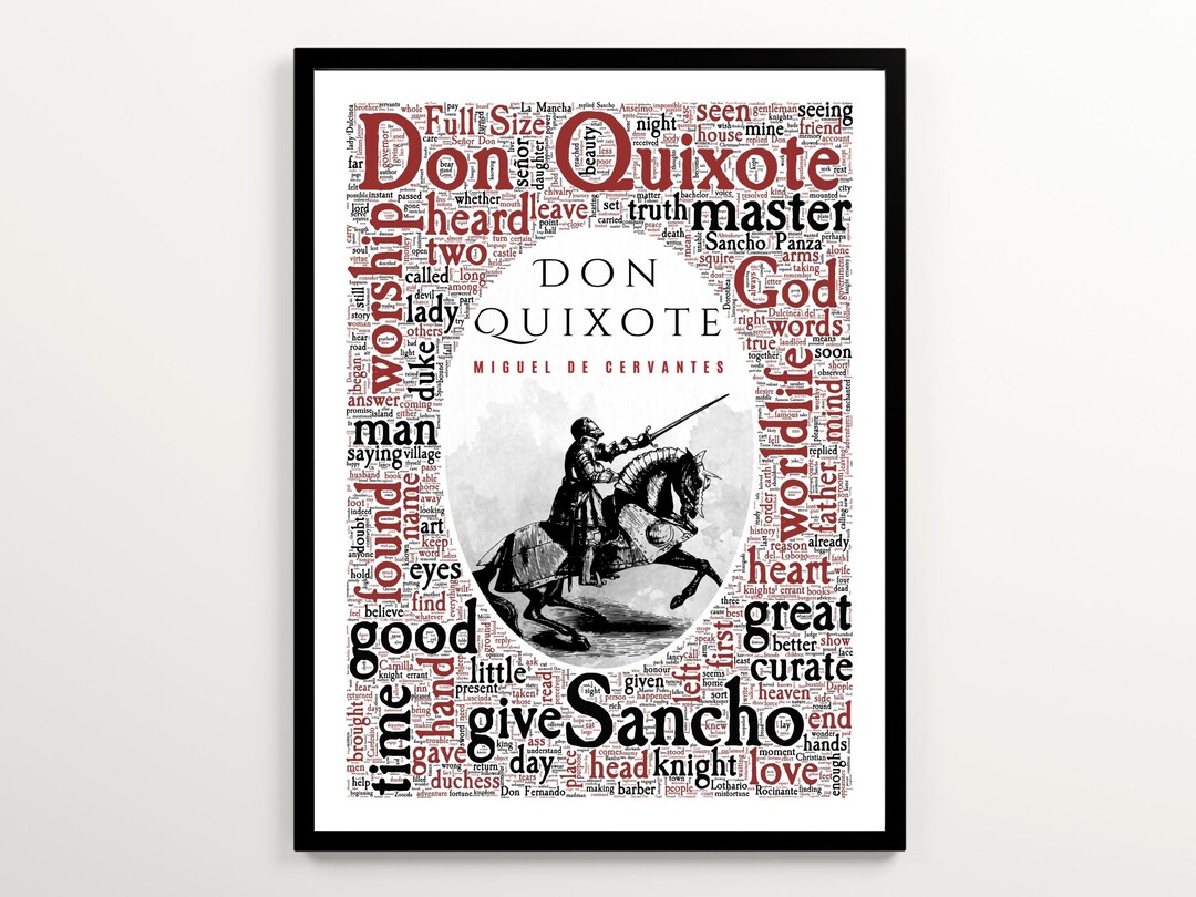 Miguel De Cervantes'don Quixote Word Cloud Spanish Novel - Etsy
