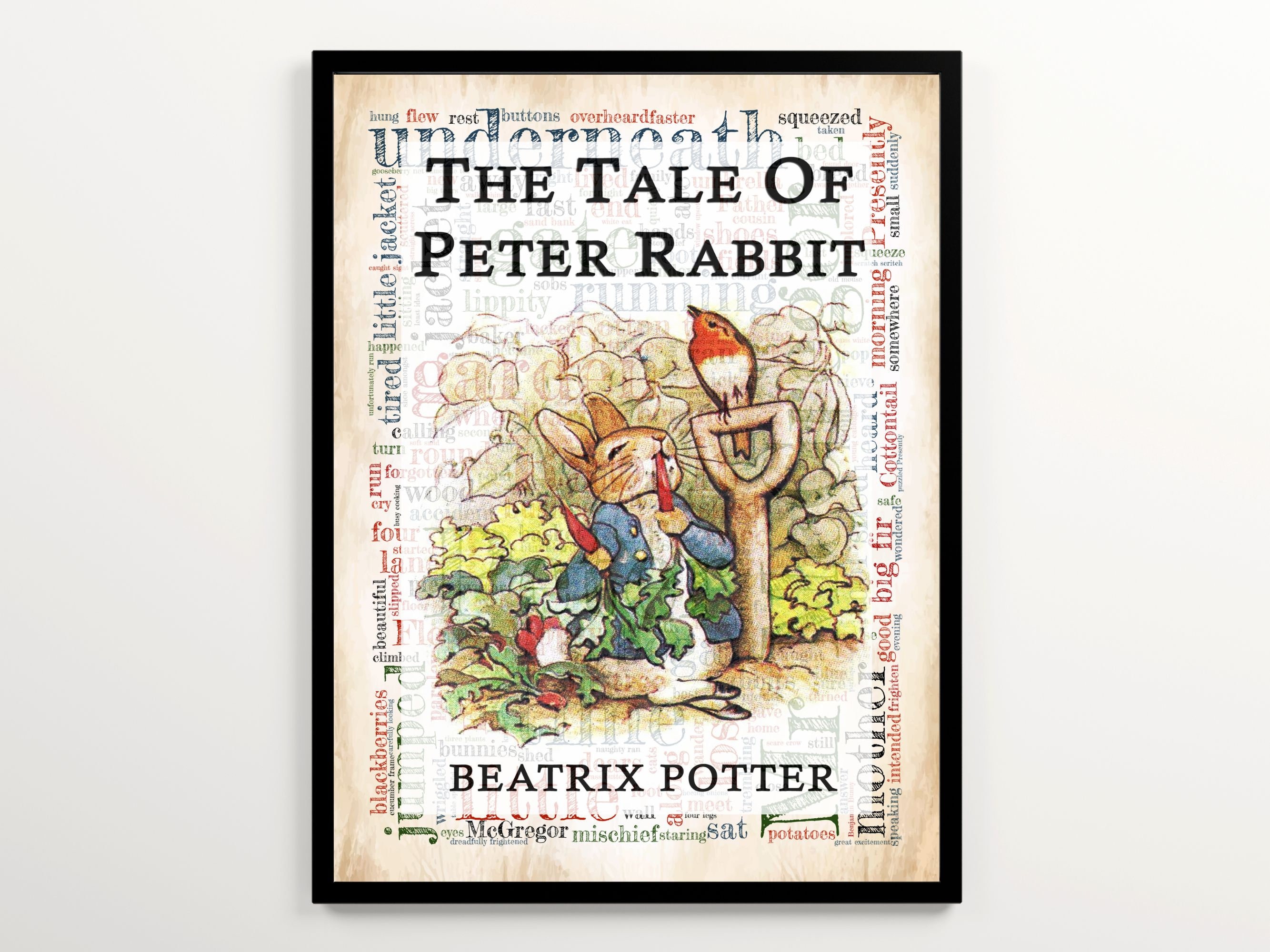 The Tale of Peter Rabbit Book Cover & Word Cloud Art Set of 2 - Etsy