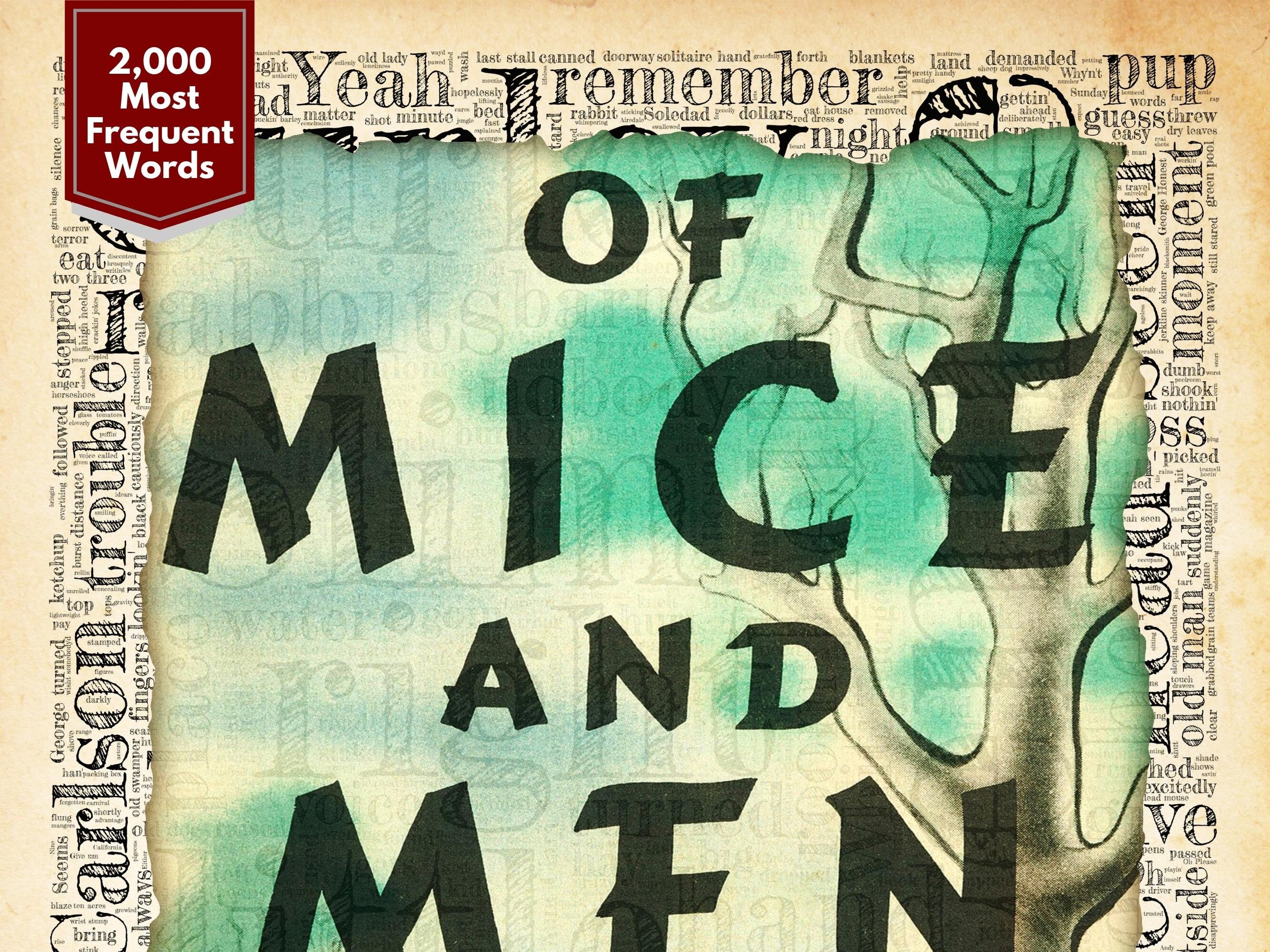 Of Mice and Men Vintage Book Cover Art on Word Cloud Background, John ...