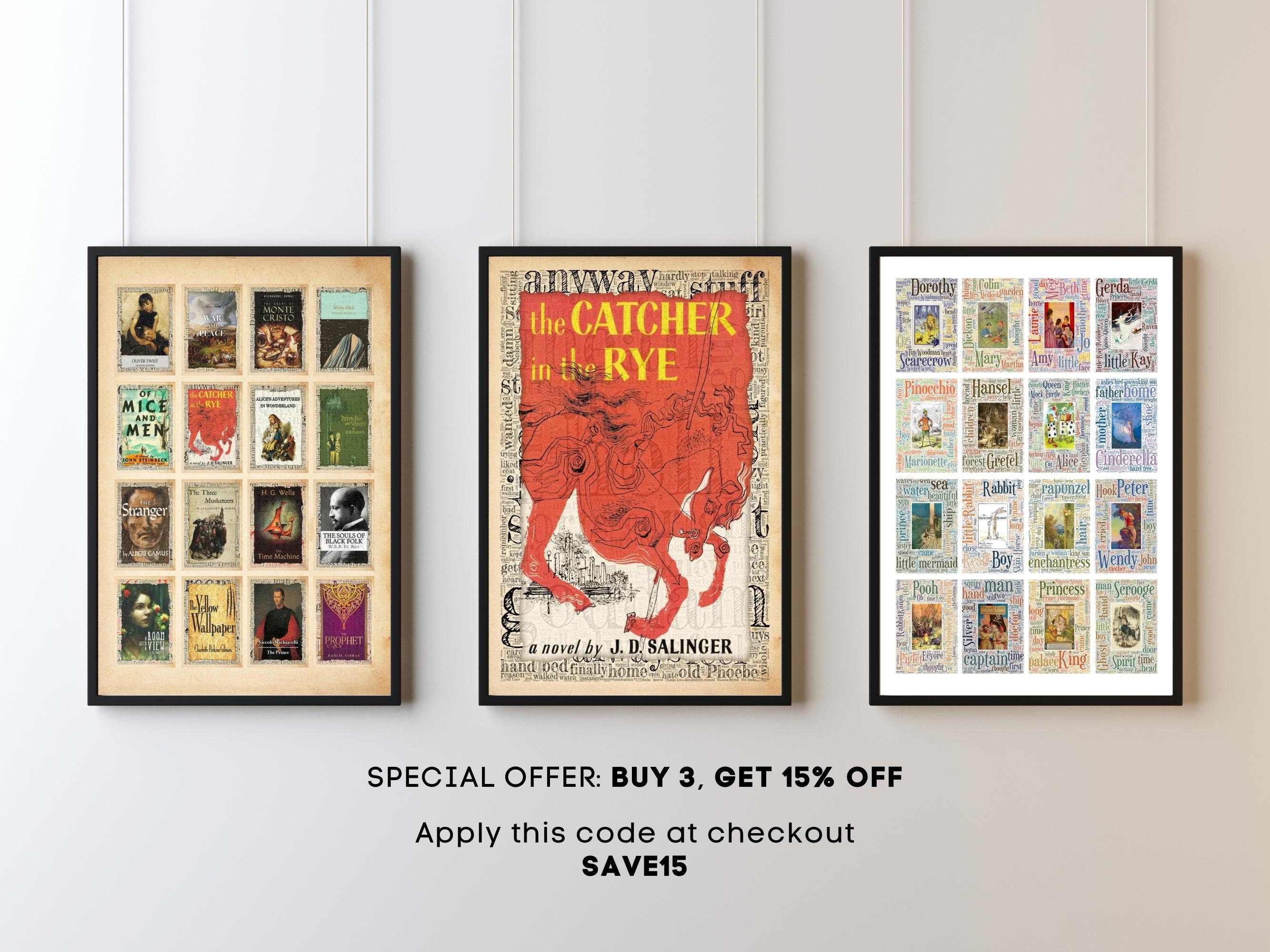 Vintage Book Cover Gallery Poster, Literary Classics Print, Word Cloud ...