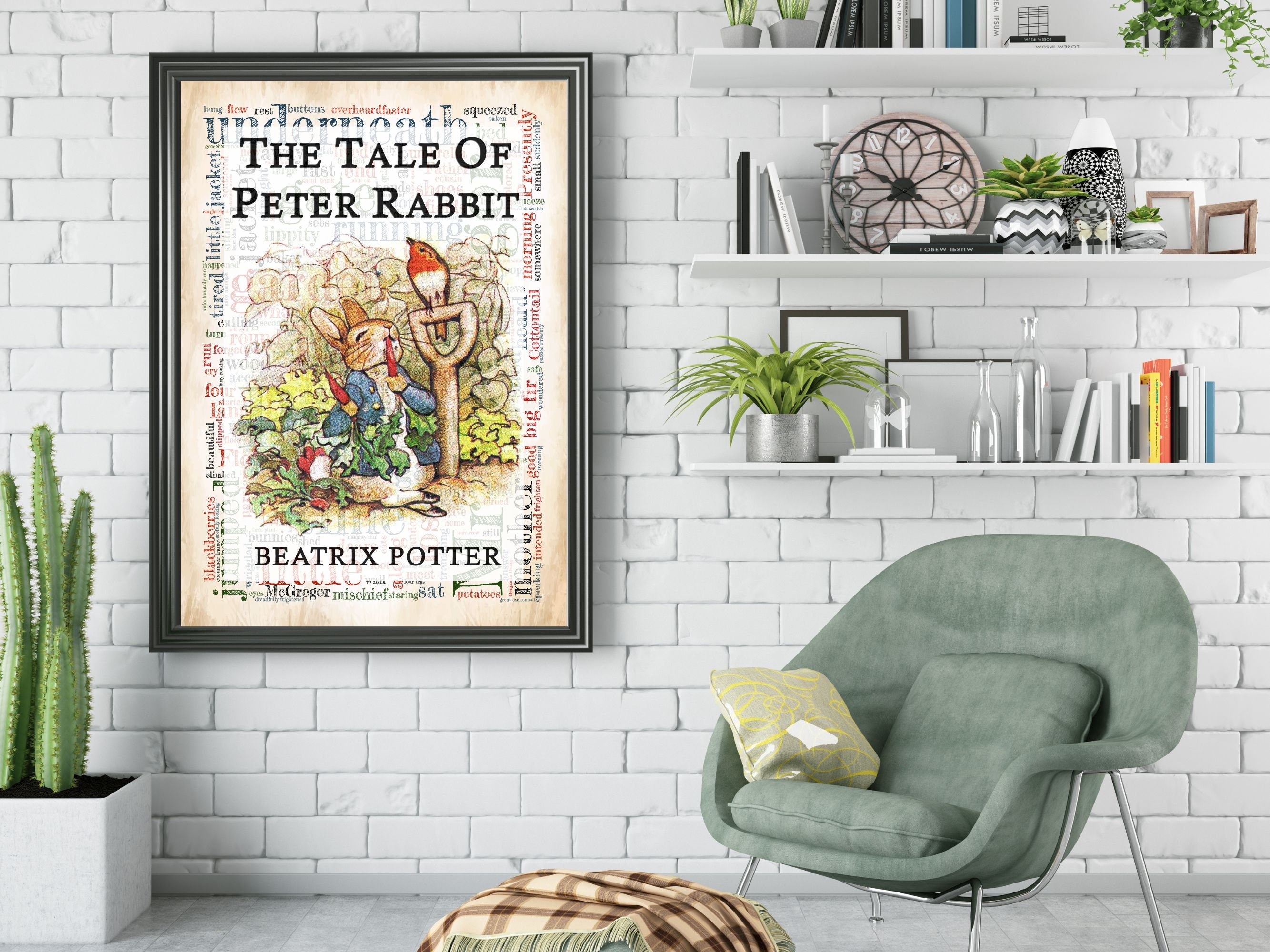 The Tale of Peter Rabbit Book Cover & Word Cloud Art Set of 2 - Etsy