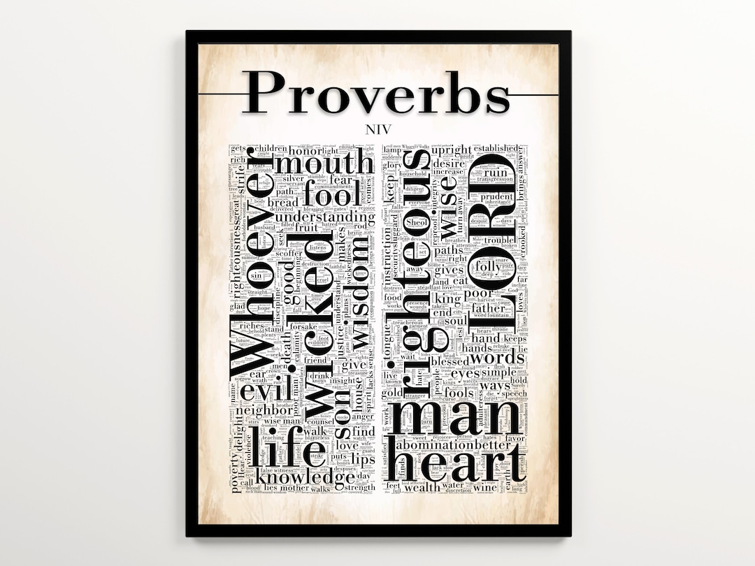 Proverbs Scripture Wall Art, Word Cloud Featuring 2000 Words of the ...