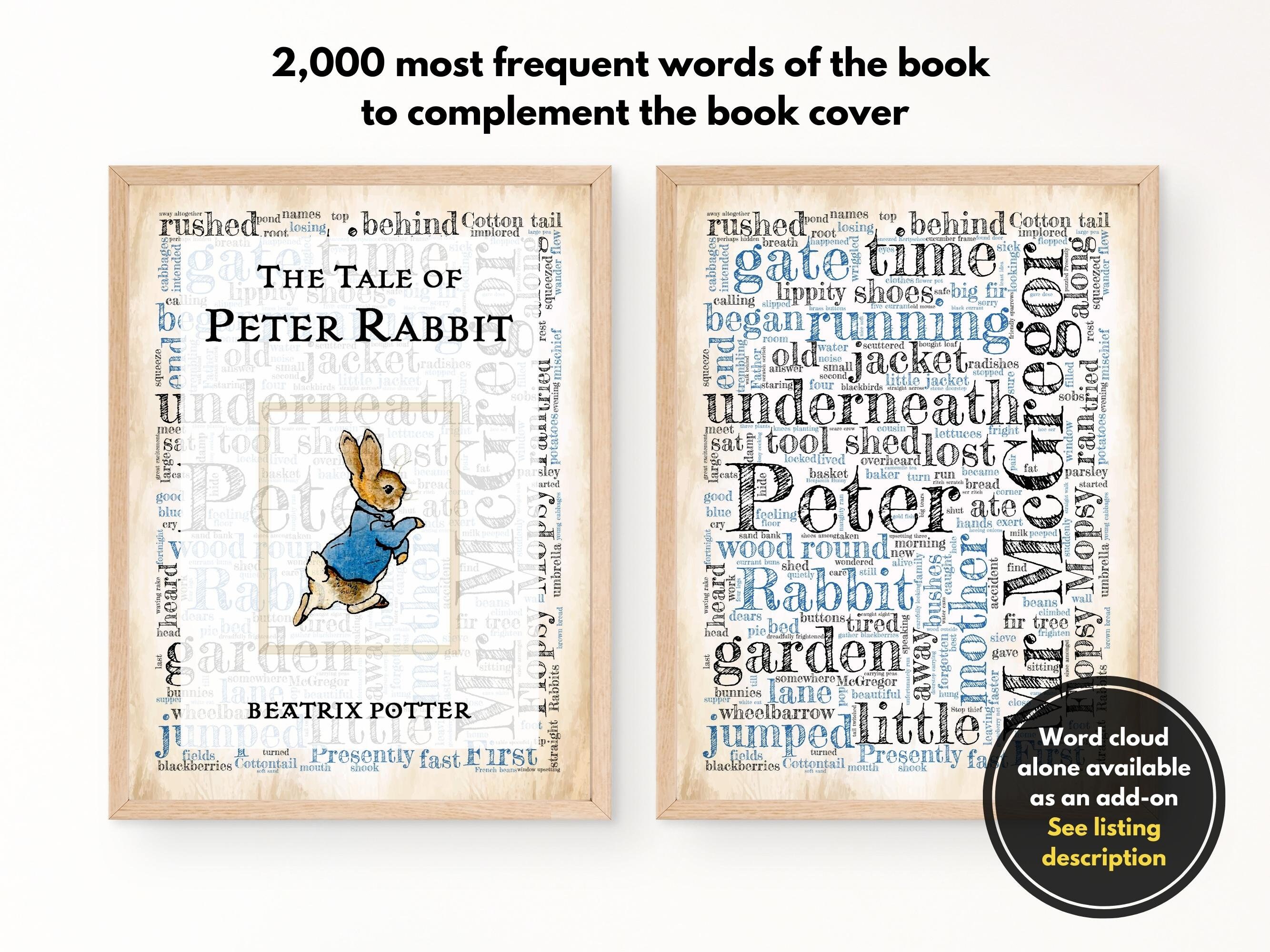 The Tale of Peter Rabbit Book Cover on Vintage Word Cloud - Etsy