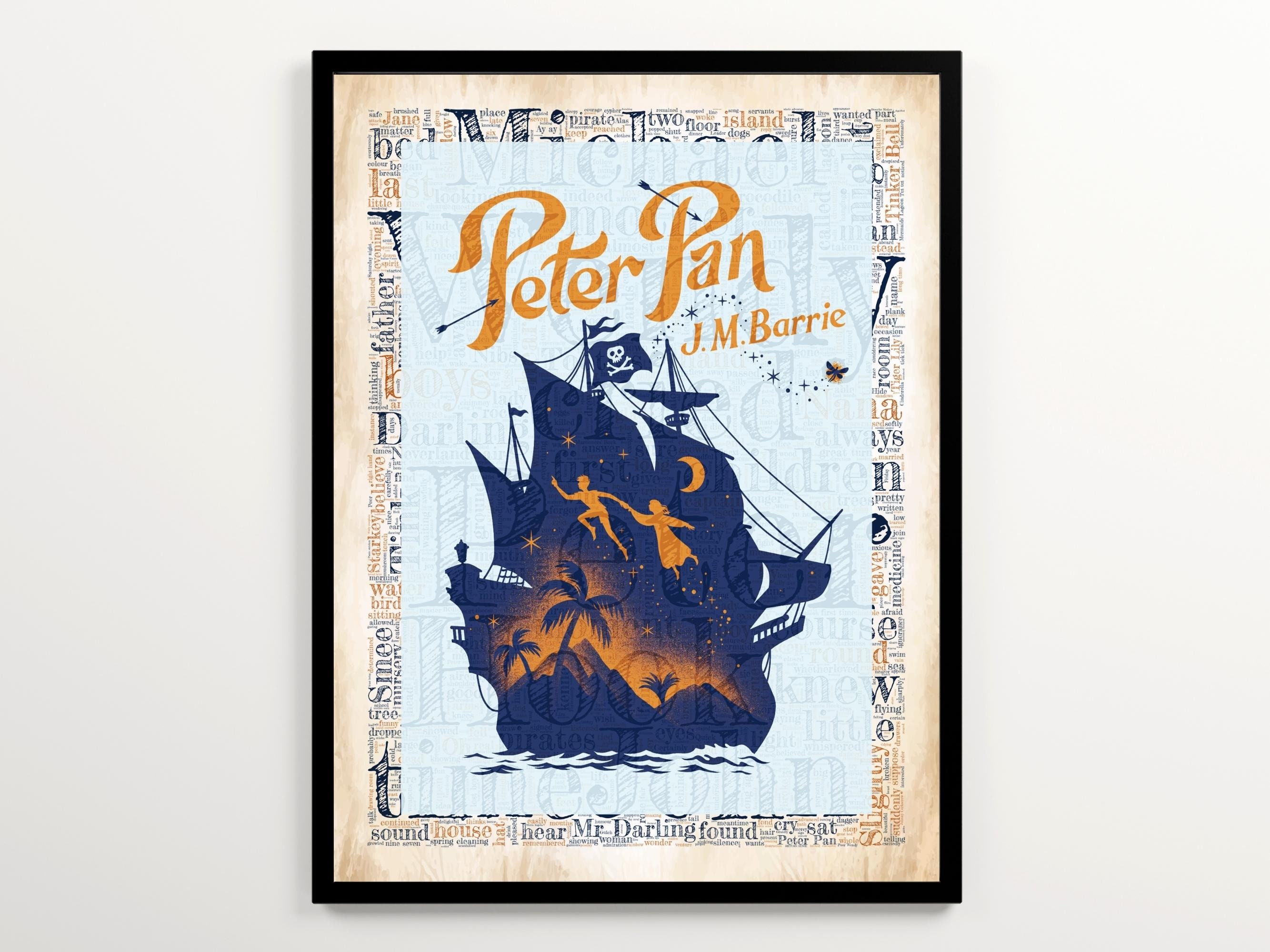 J M Barrie's Peter Pan Book Cover on Peter Pan Word Cloud, Children's ...