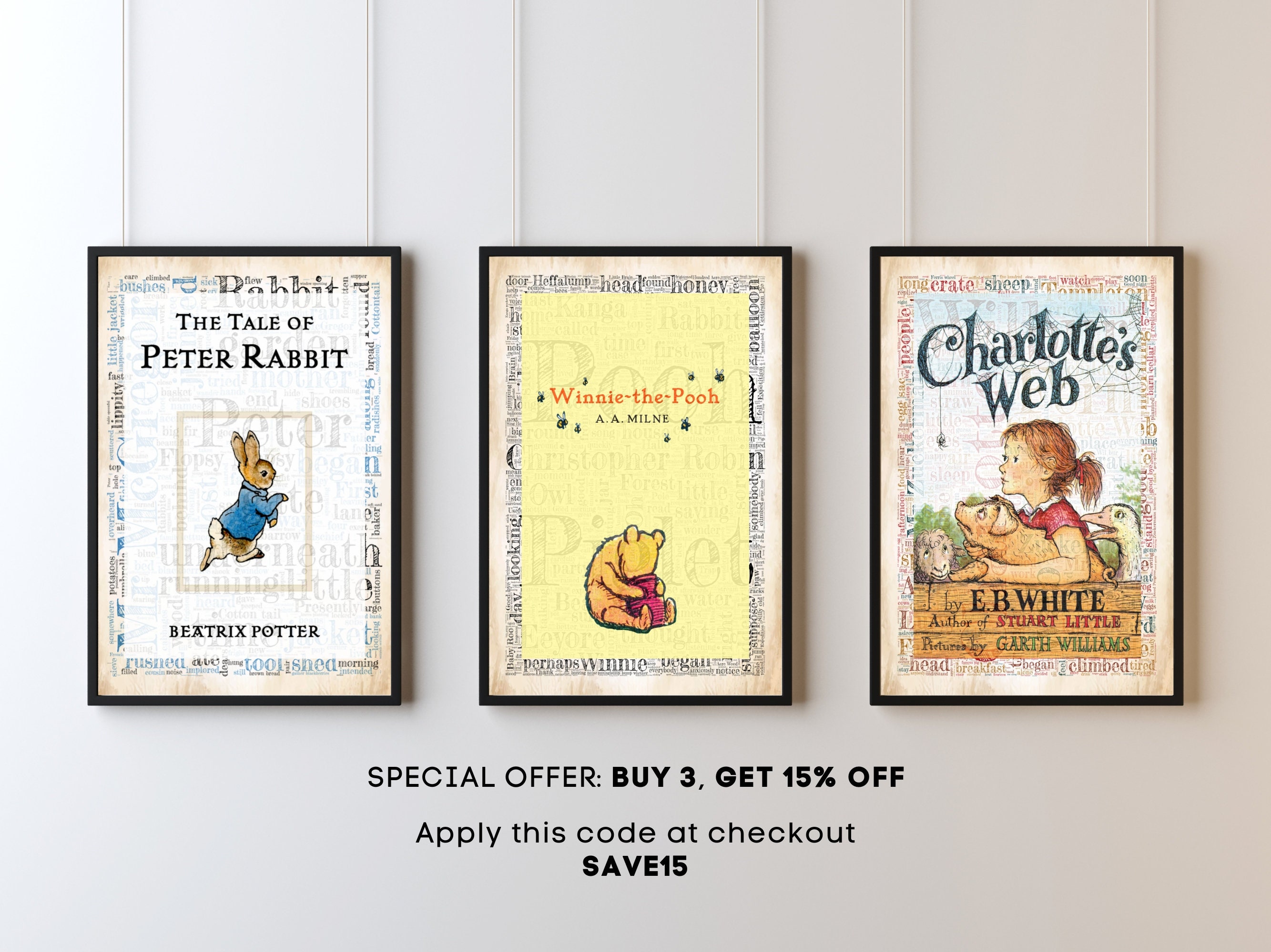 Winnie the Pooh Book Cover Art on Vintage Word Cloud Featuring 2000 ...