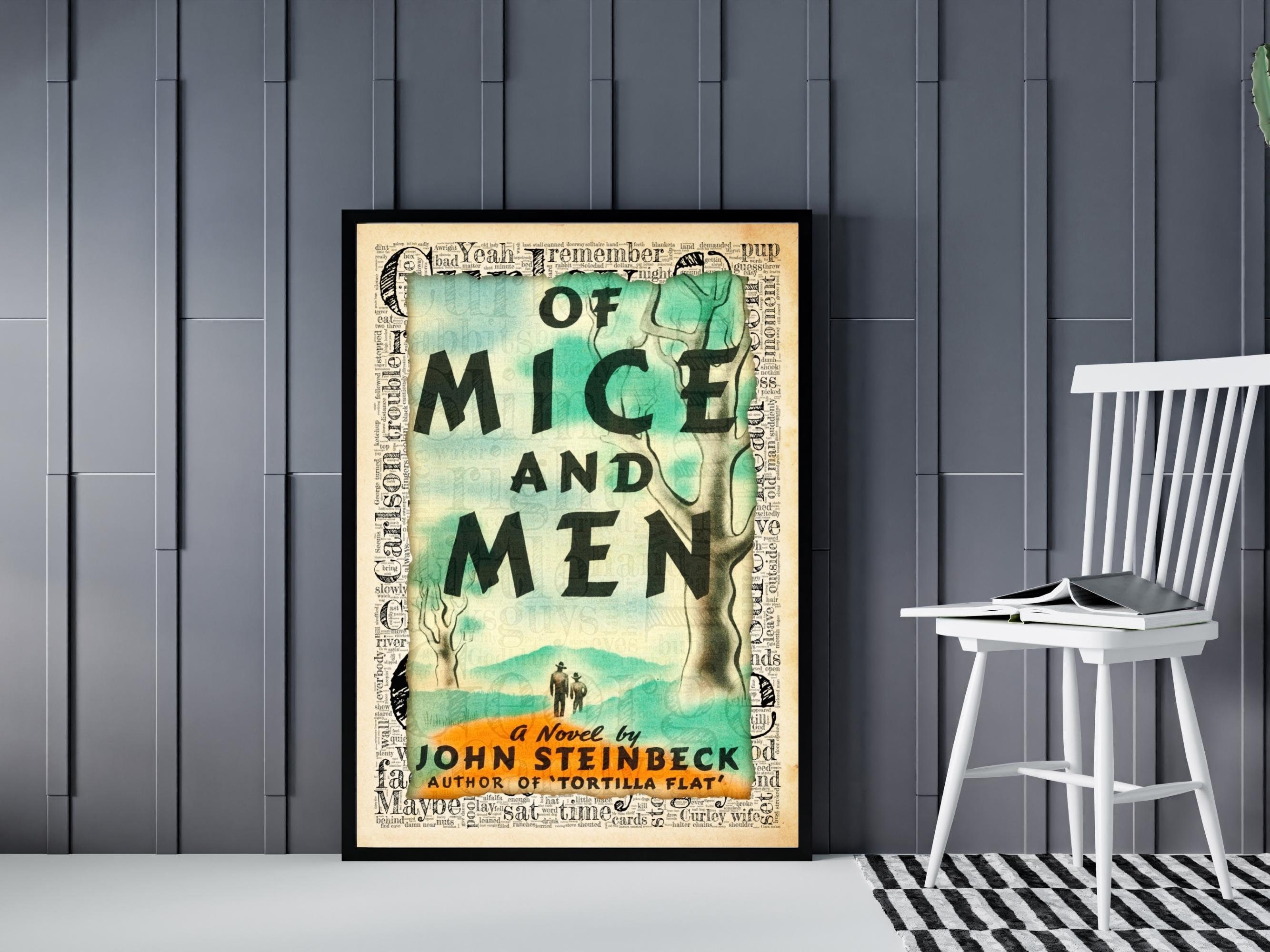 Of Mice and Men Vintage Book Cover Art on Word Cloud Background, John ...