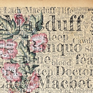 Shakespeare's MACBETH Vintage Word Cloud Printable Featuring 2000 Words ...