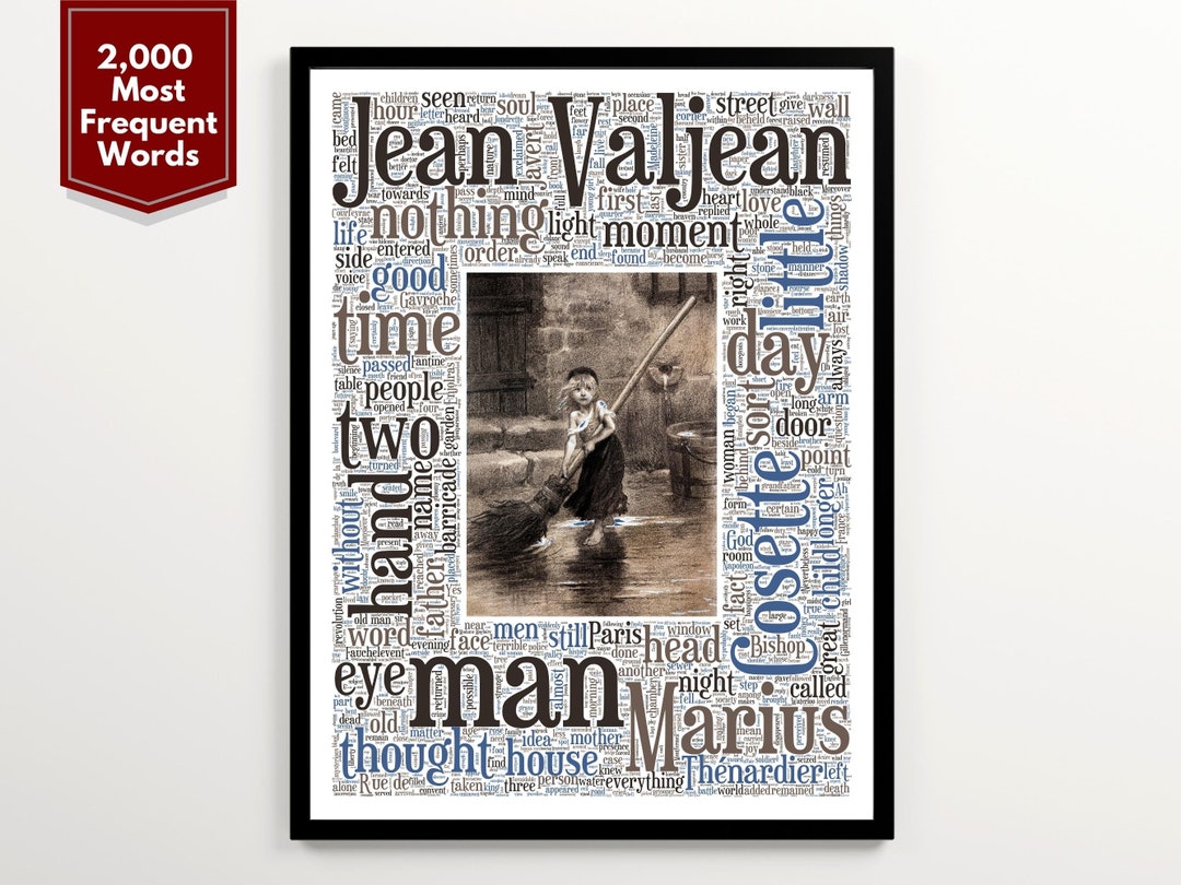 Les Miserables Word Cloud, Cosette Poster, Unique Literary Gift for ...