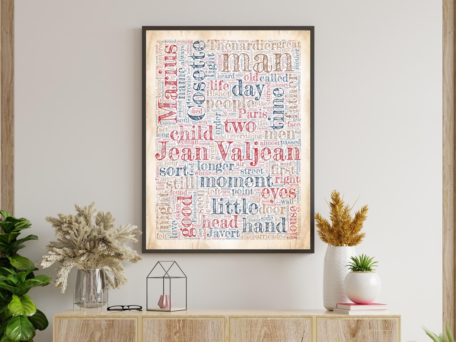 Les Miserables Book Cover & Word Cloud Art, Set of 2 Prints, Victor ...