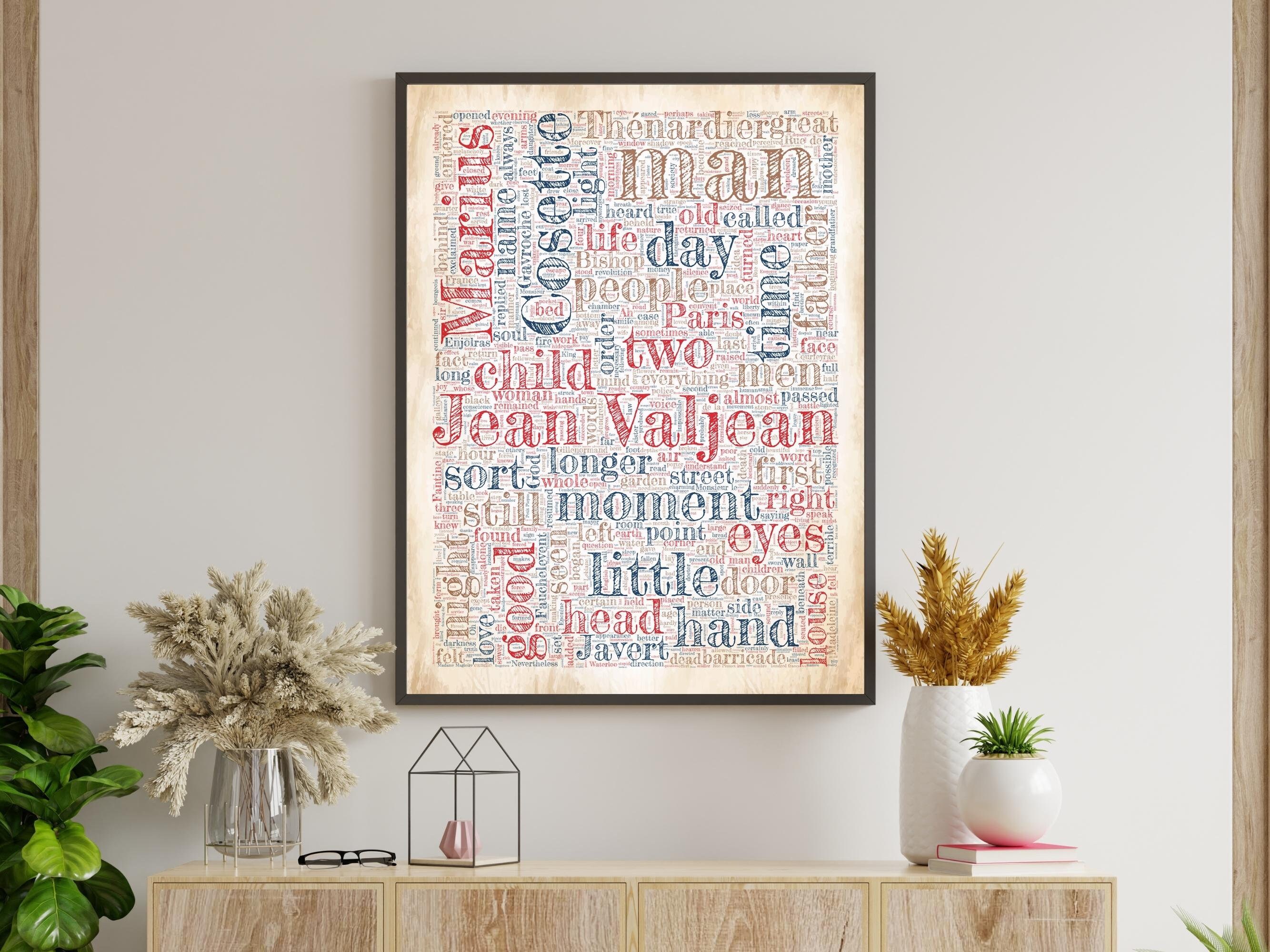 Les Miserables Book Cover & Word Cloud Art, Set of 2 Prints, Victor ...