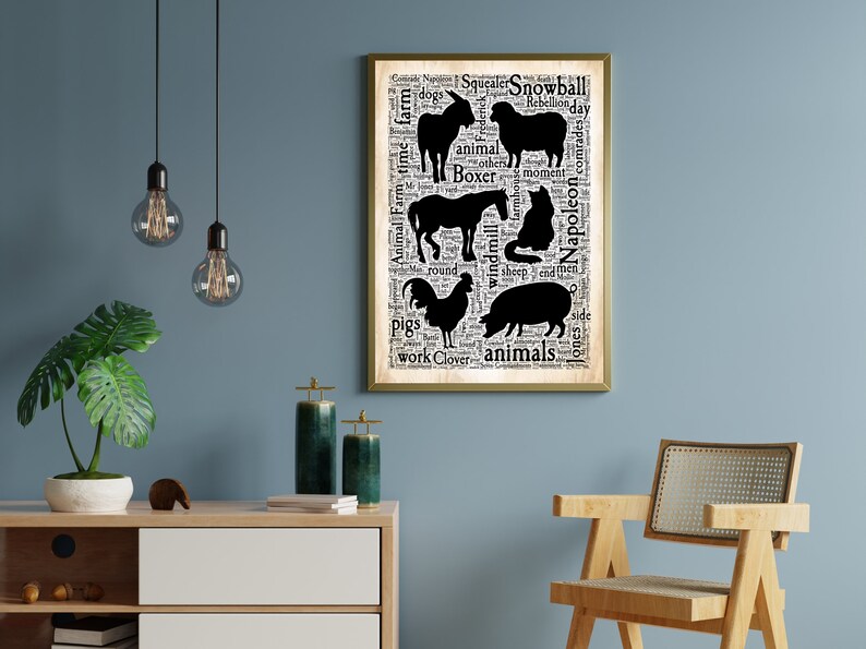 George Orwell Animal Farm Vintage Word Cloud Featuring 2000 Words of ...