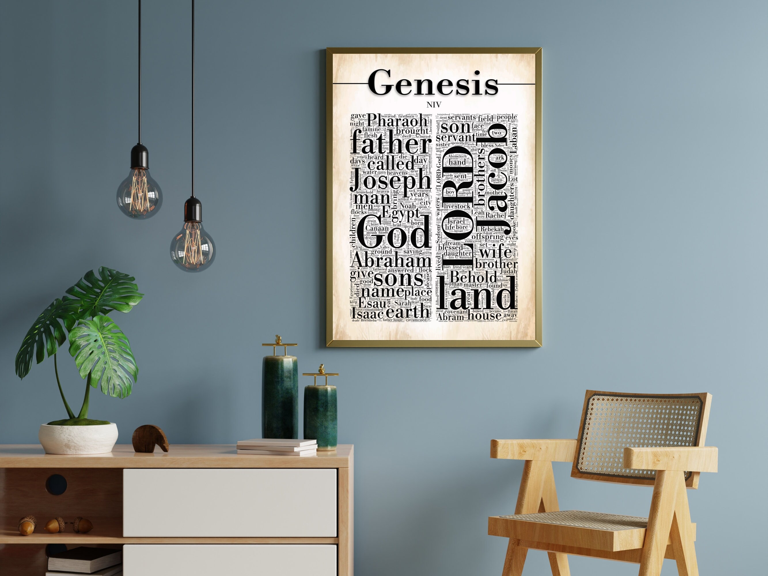 Scripture Wall Art Book of Genesis Word Cloud Featuring 2000 - Etsy