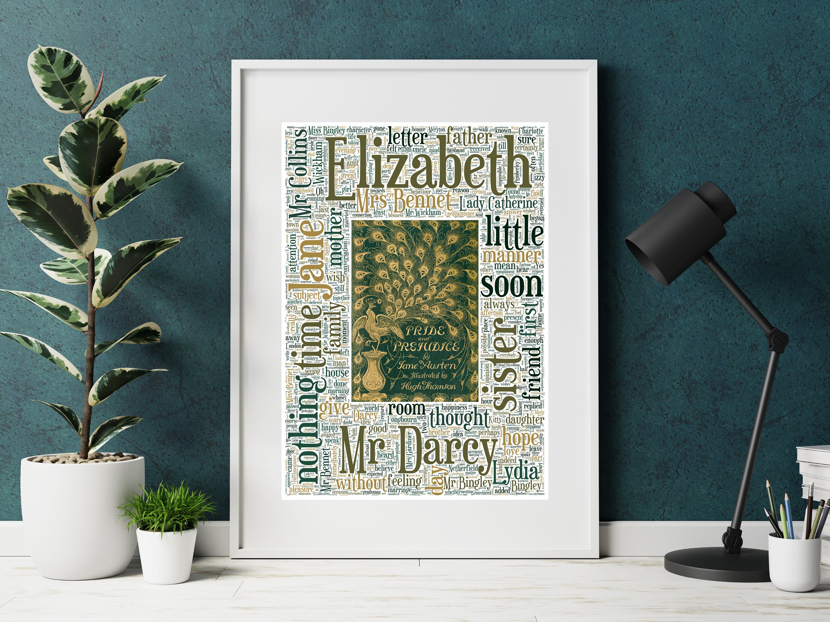 Jane Austen's Pride and Prejudice Word Cloud, 2k Words, Book Cover ...