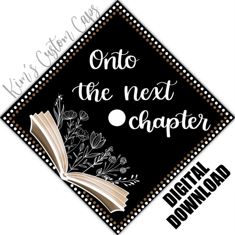 Book Librarian Next Chapter Education Themed Printed Graduation Cap ...