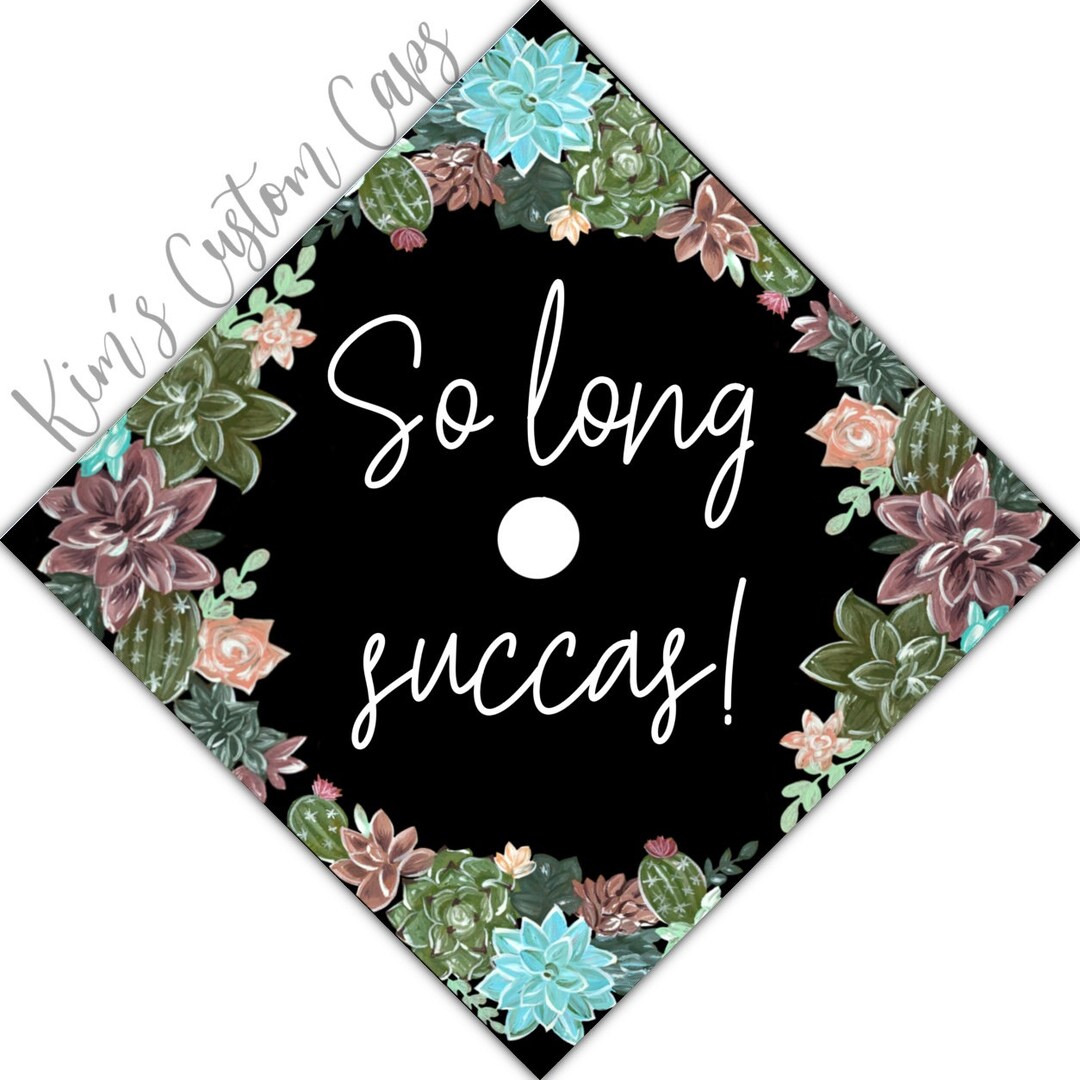 Plant Themed Succulent Printed Graduation Cap Cover Design - Etsy