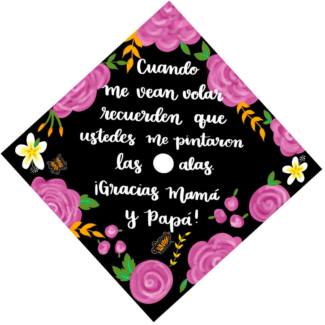Floral Graduation Cap Spanish Printed Cap Topper - Etsy