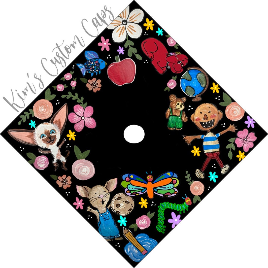 Teacher Storybook Character Graduation Cap Printed Custom Quote Topper ...