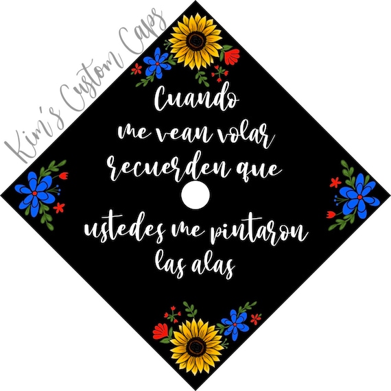 Floral Graduation Cap Spanish Printed Topper - Etsy