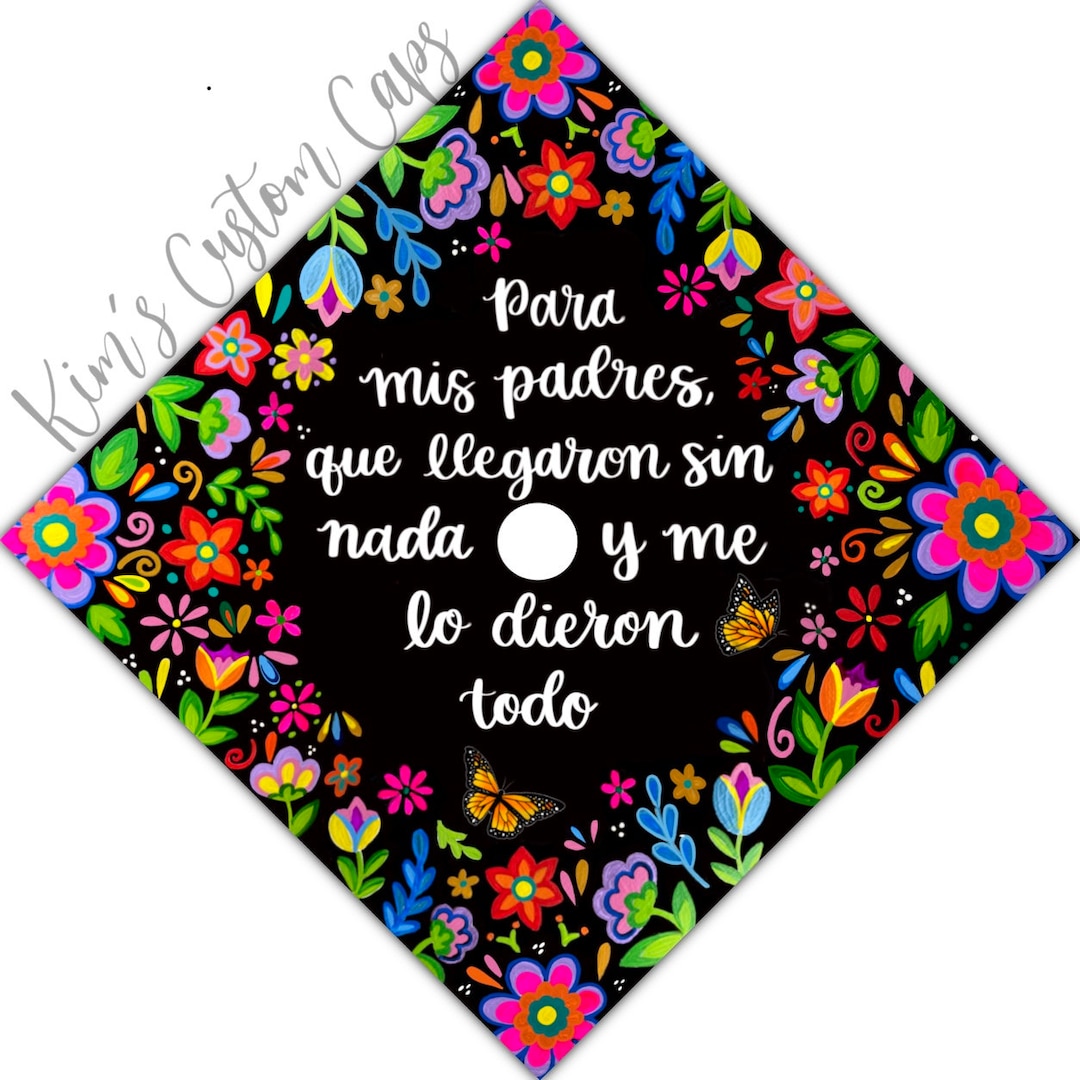 Floral Spanish Printed Graduation Cap Topper - Etsy