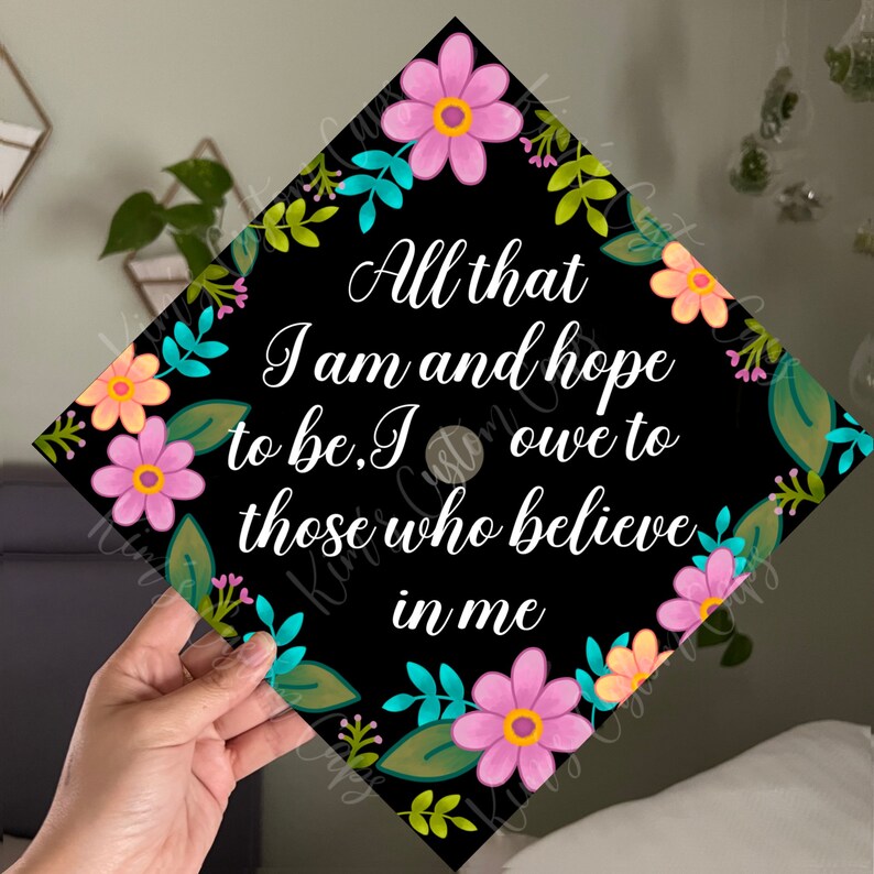 Floral Graduation Cap Printed Cap Topper - Etsy