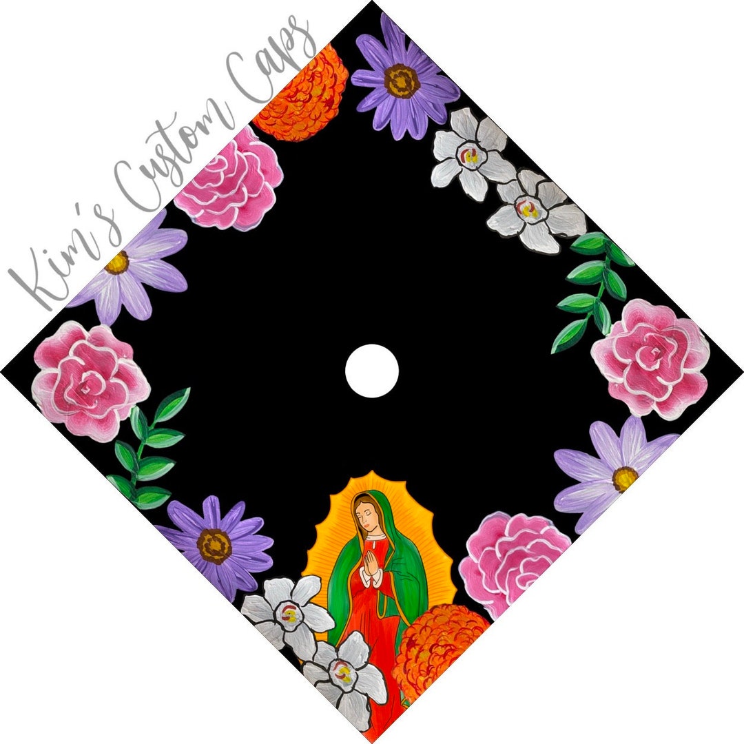 Floral Virgin Mary Graduation Cap Custom Quote Cap Topper - Etsy
