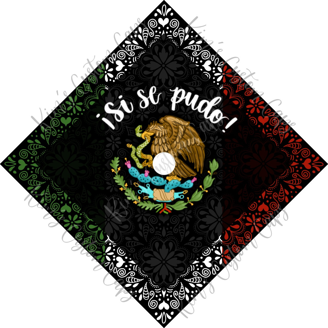Mexican Flag Graduation Cap Spanish Printed Cap Topper - Etsy