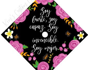 Floral Graduation Cap Spanish Printed Cap Topper - Etsy
