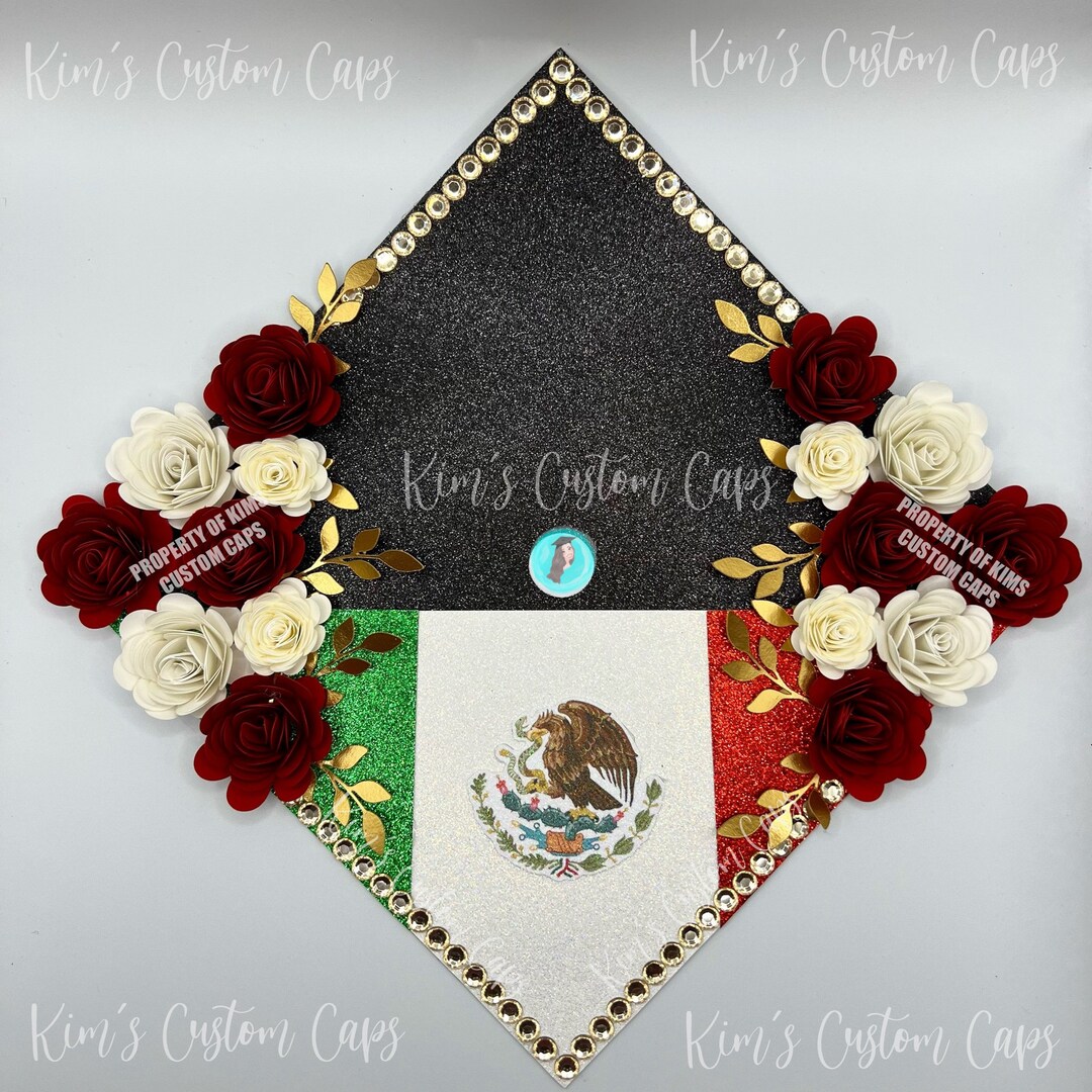 Custom Quote Glitter Mexican Flag Graduation Cap Topper - Etsy