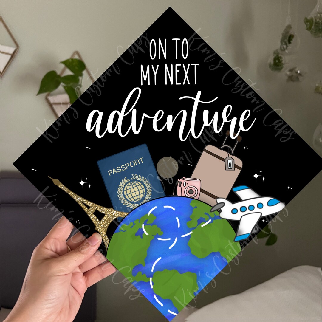Travel Themed Printed Graduation Cap Topper Elementary Education - Etsy