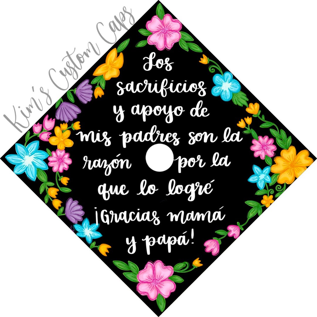 Floral Graduation Cap Spanish Printed Cap Topper - Etsy