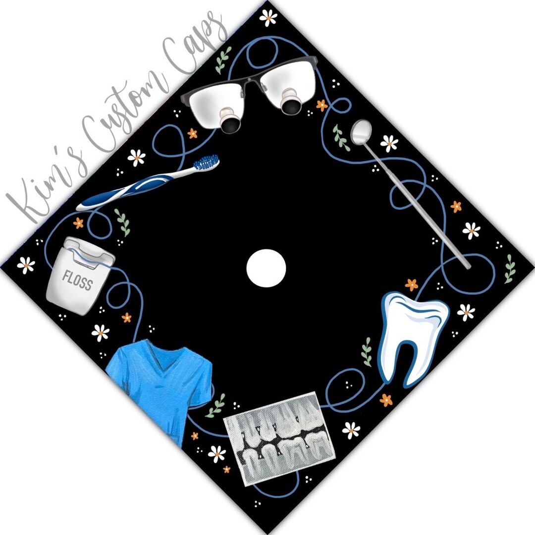 Floral Dentist Dental Dentistry Graduation Cap Custom Quote Cap Topper ...