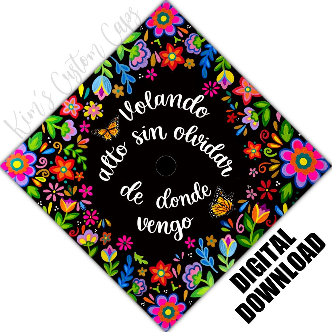 Floral Spanish Graduation Cap Printed Topper DIGITAL DOWNLOAD - Etsy