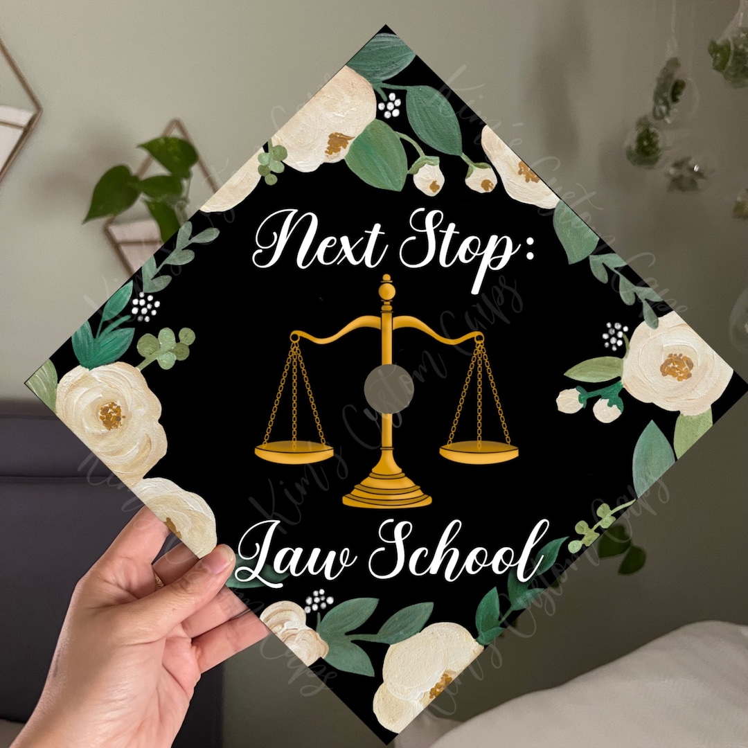 Law School Lawyer Justice Scales Floral Printed Graduation Cap Topper ...