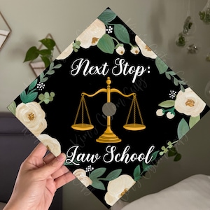 Law School Lawyer Justice Scales Floral Printed Graduation Cap Topper ...